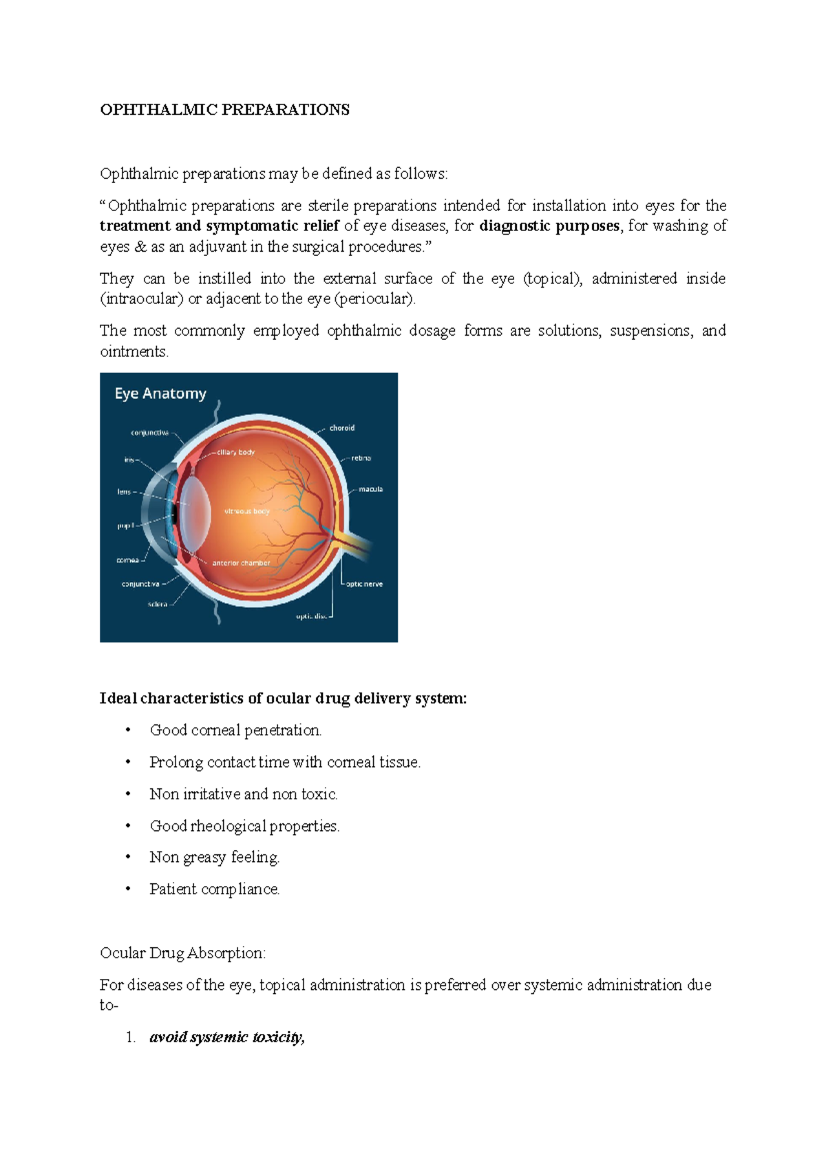 Ophthalmic- Preparations - OPHTHALMIC PREPARATIONS Ophthalmic ...