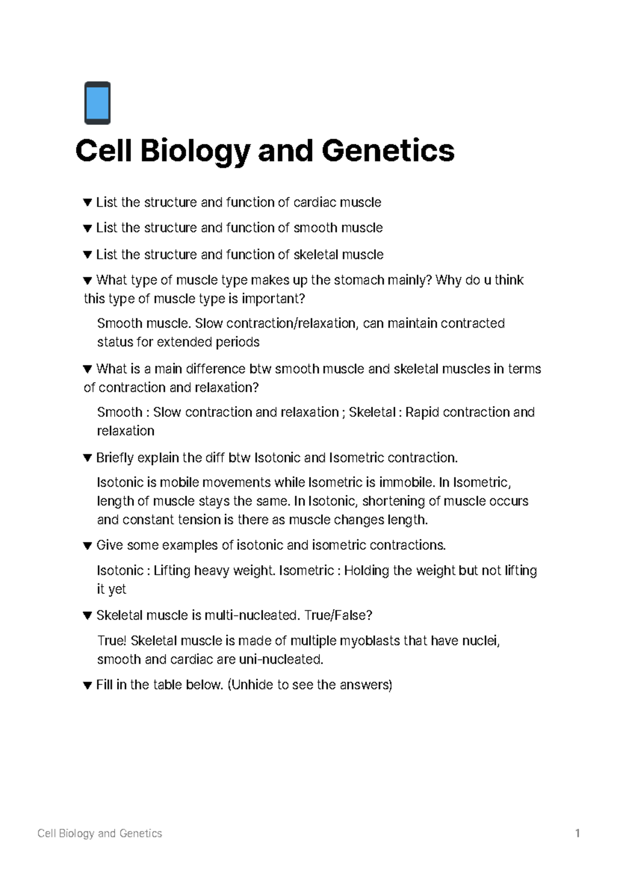 Cell Biology and Genetics - 📱 Cell Biology and Genetics List the ...