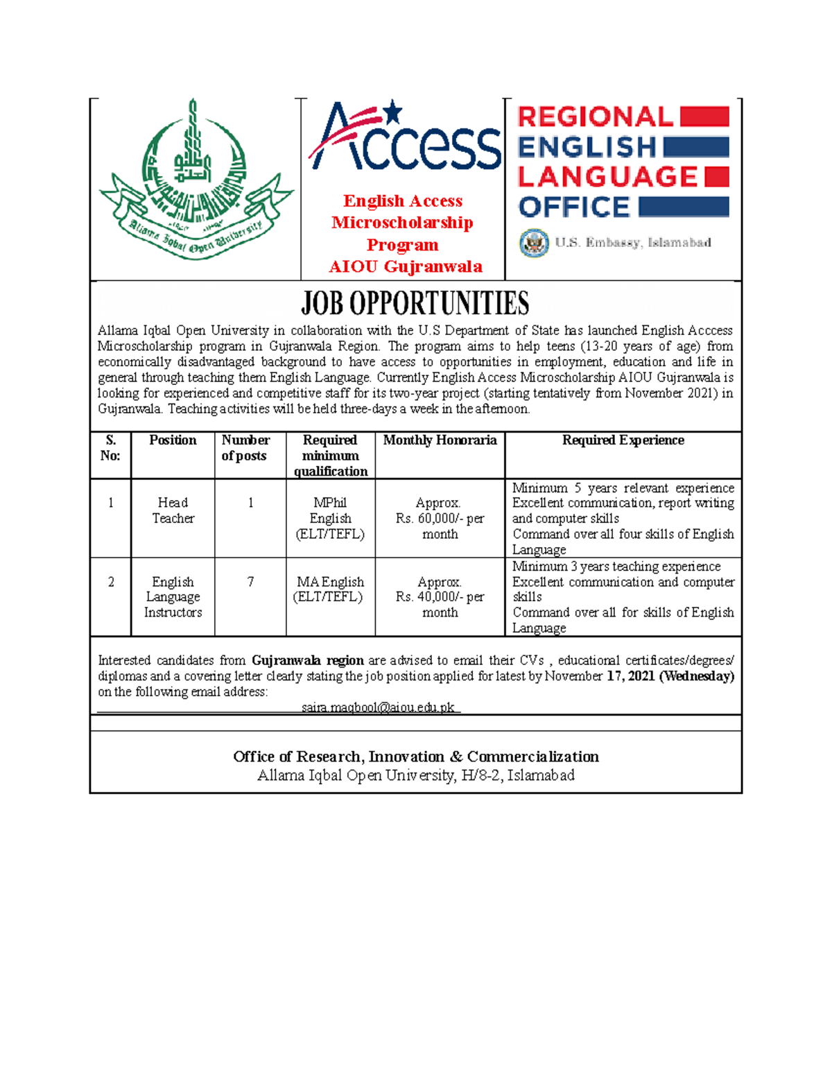 RELO funded Project Advertisement (ammended) - English Access ...