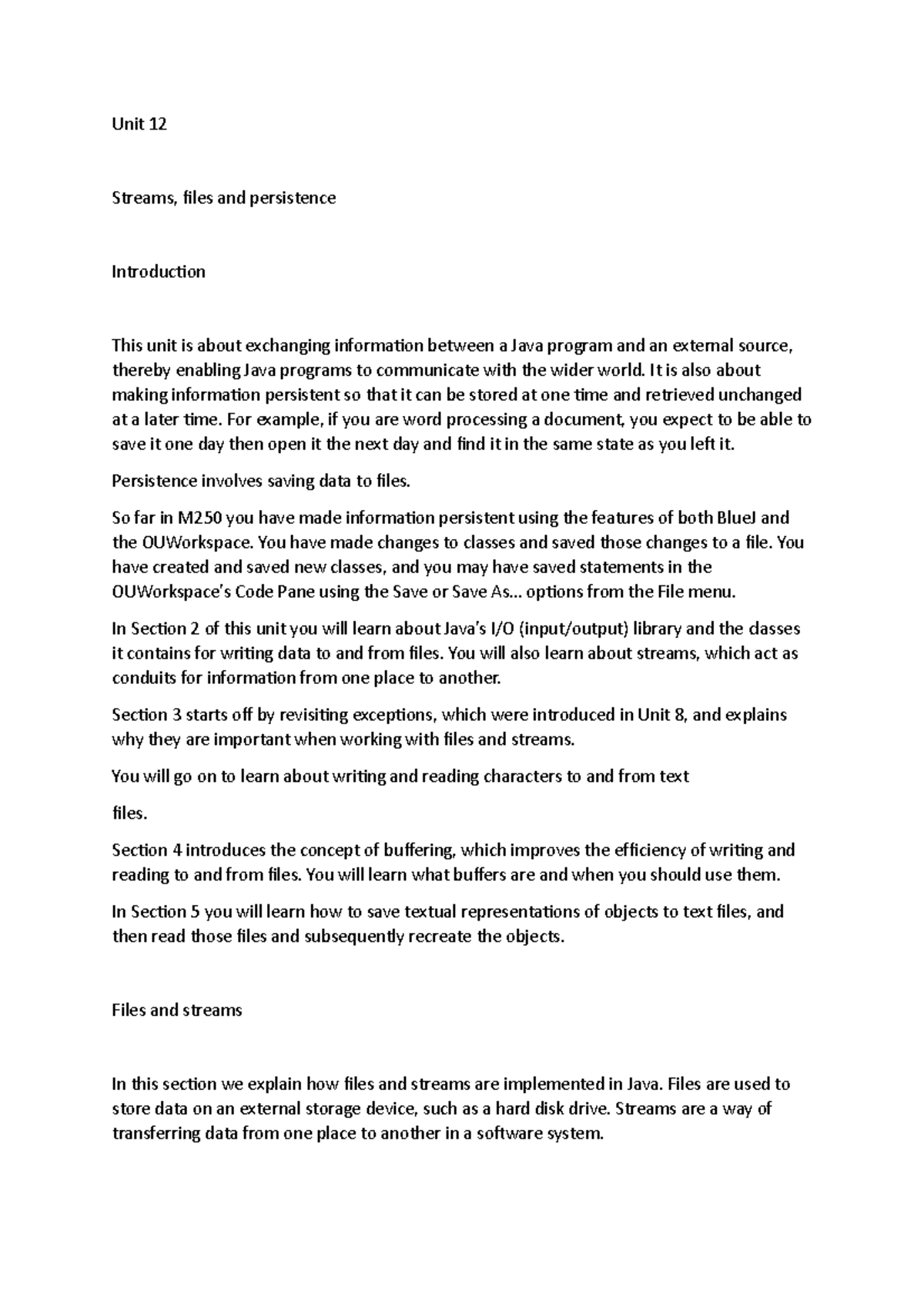 Unit 12 - intro - in depth notes from the units in the M250 module ...