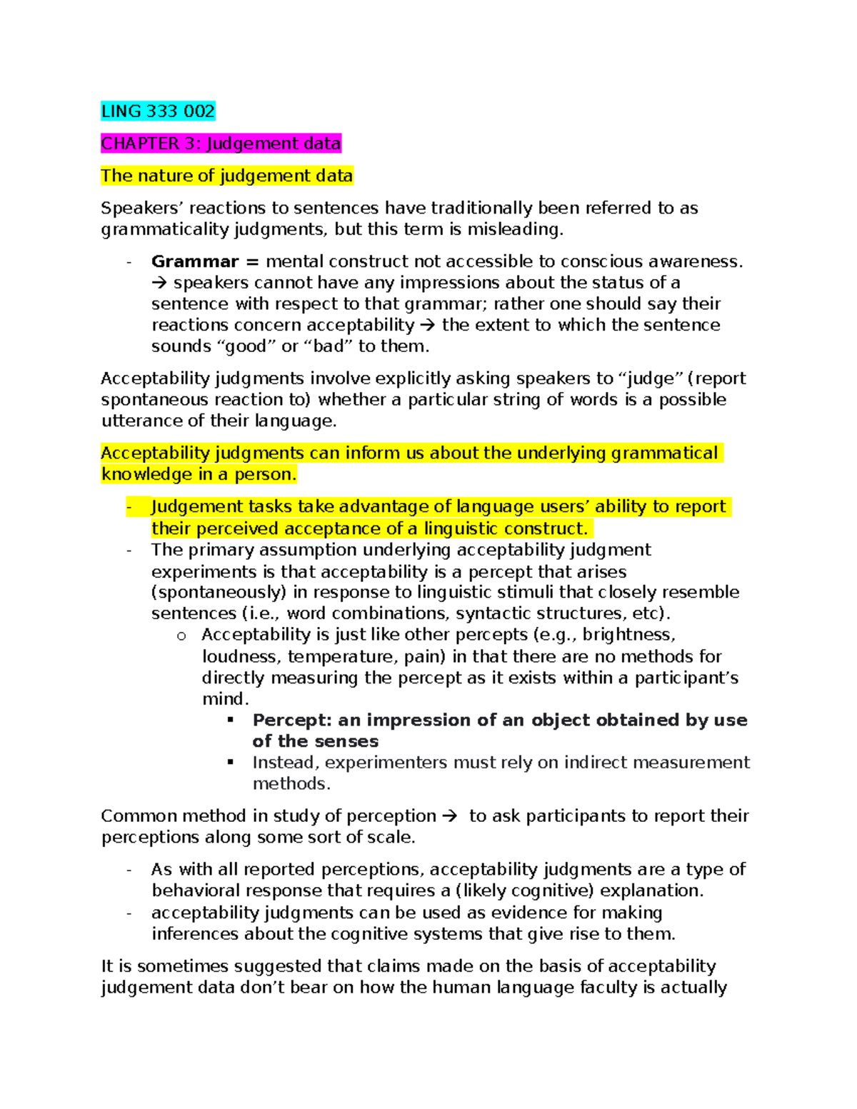 LING 333 002 chapter three - LING 333 002 CHAPTER 3: Judgement data The ...