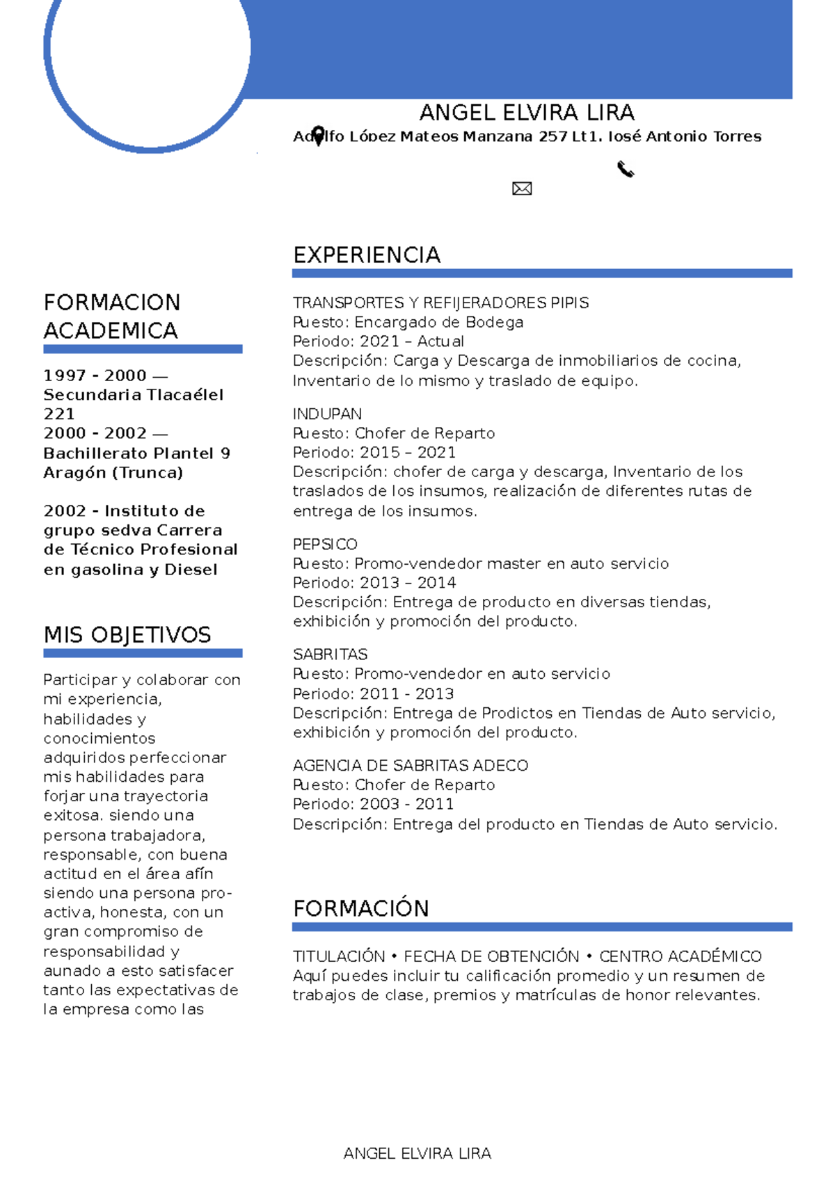 Formacion Academica - fafafaf - FORMACION ACADEMICA 1997 - 2000 ...