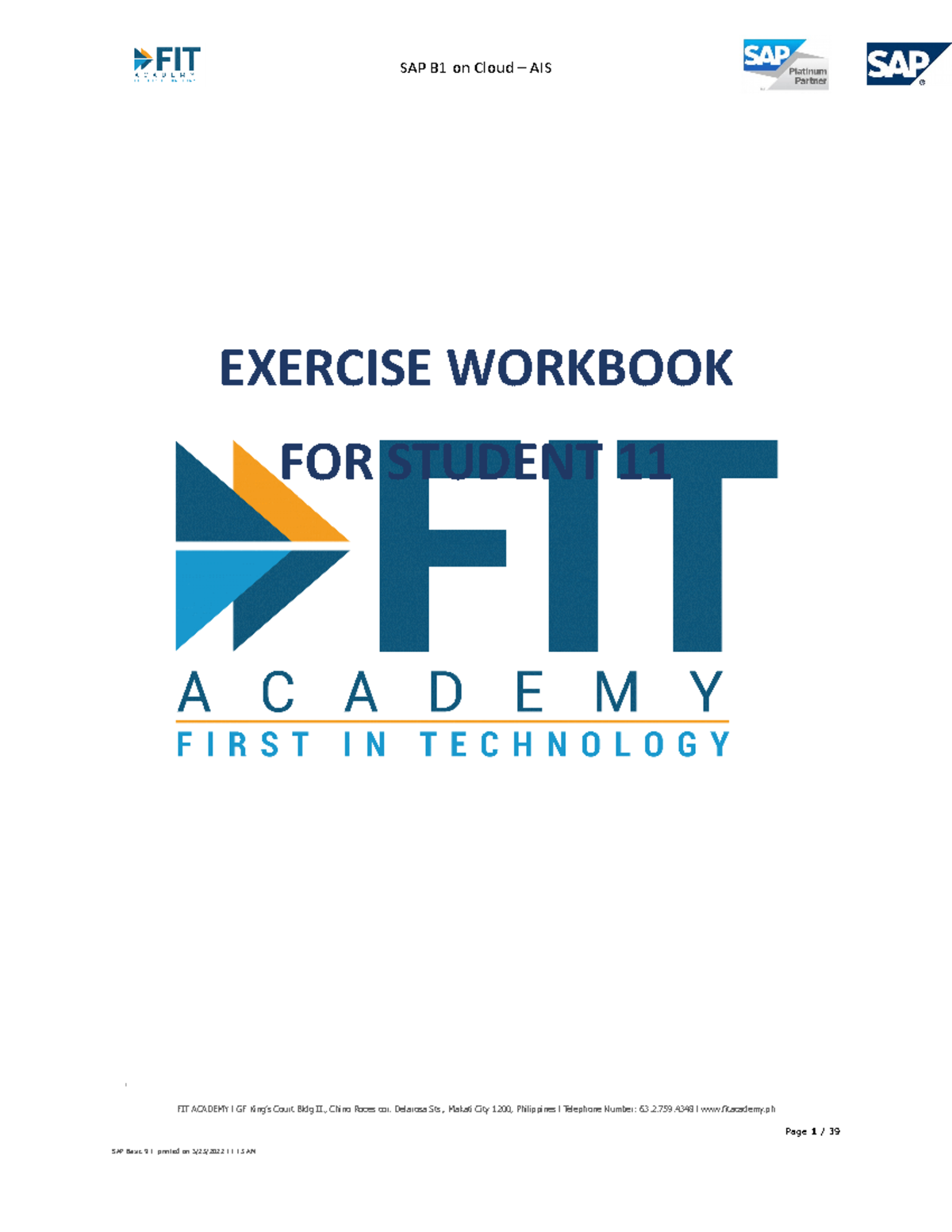 Exercise Workbook 11 AIS - EXERCISE WORKBOOK FOR STUDENT 11 FIT ACADEMY ...