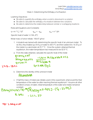 Week 5 Aspirin - SI chem 150 lab w/ Anna - Leah Zahn - zahn@chapman ...
