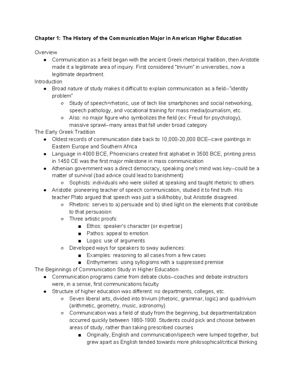 830 - Chapter 1 Notes - Chapter 1: The History of the Communication ...