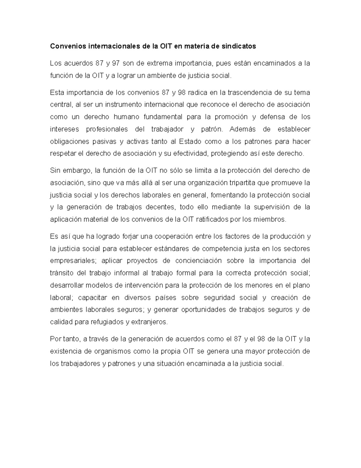 Convenios internacionales de la OIT en materia de sindicatos - Esta ...