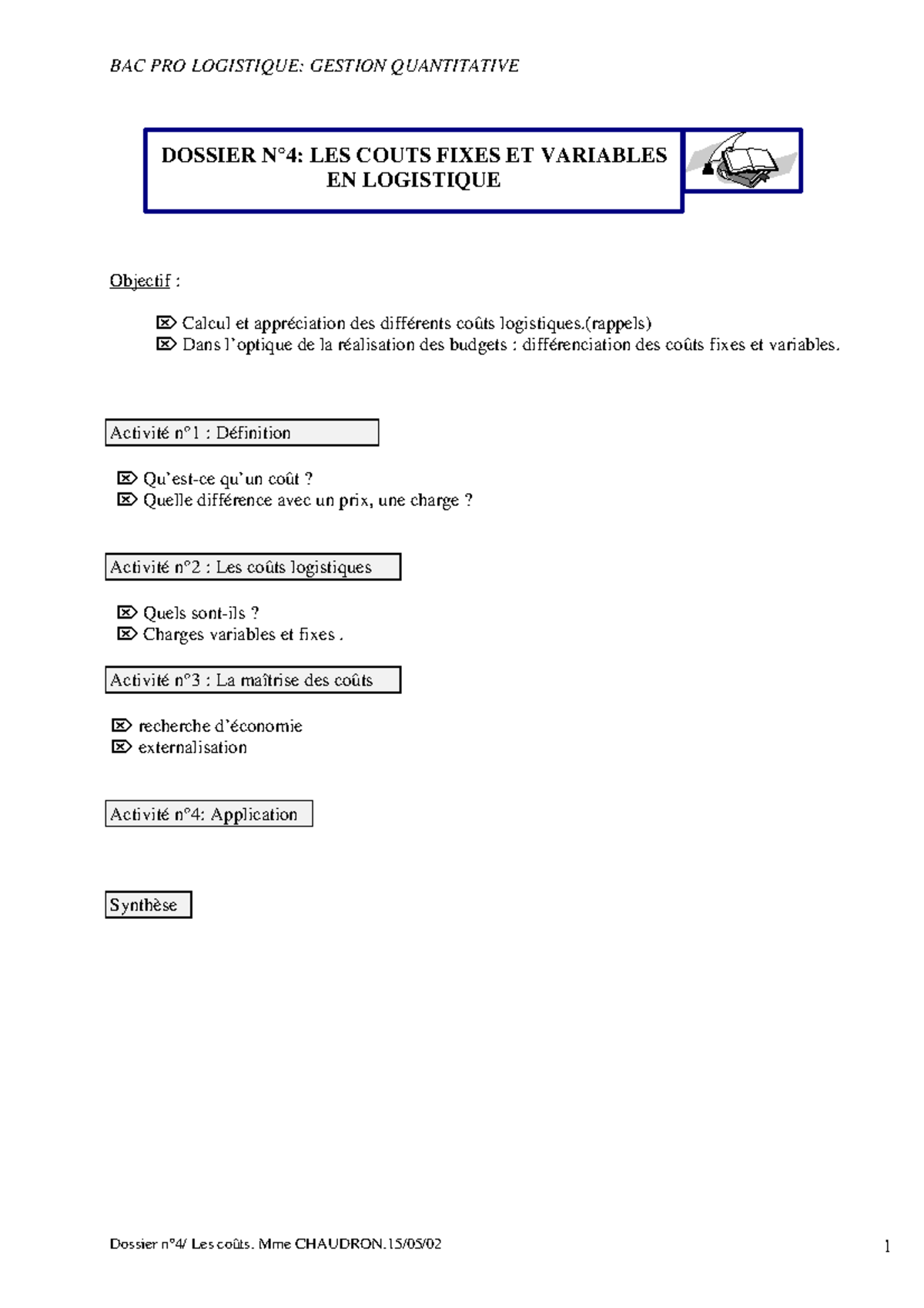 Pdfcoffee - Un bon exercice - BAC PRO LOGISTIQUE: GESTION QUANTITATIVE ...