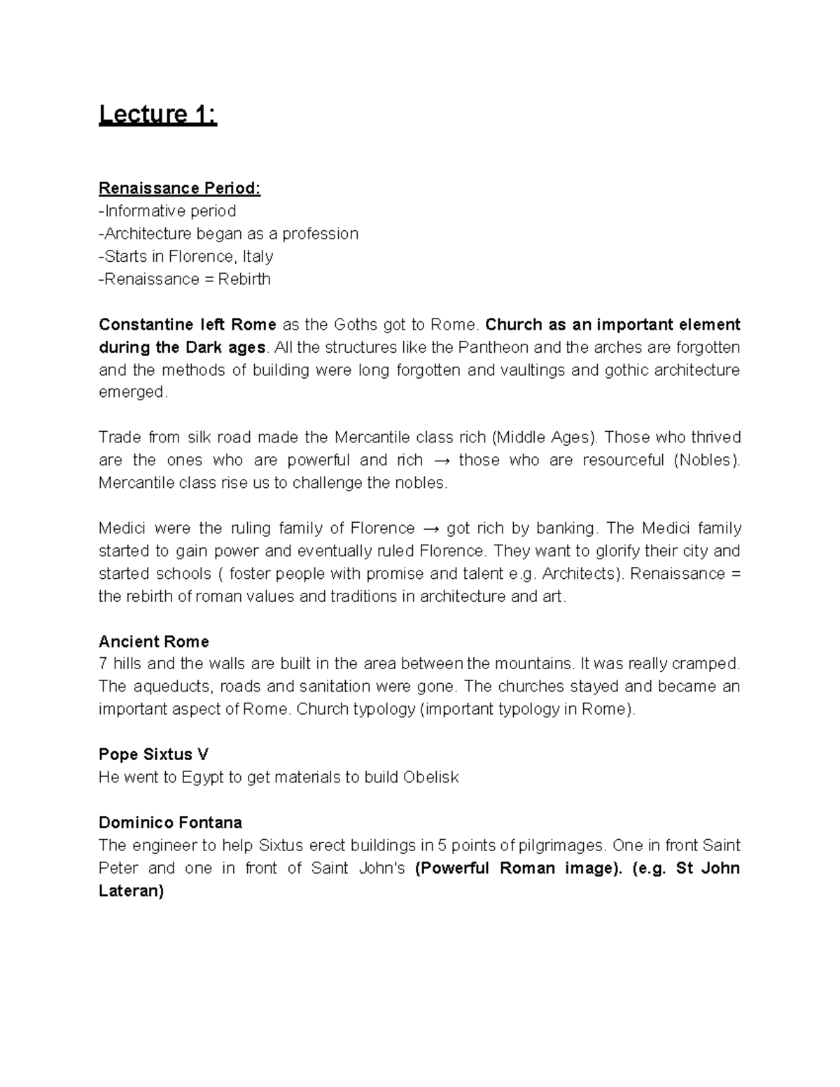 Renaissance Notes - Lecture 1: Renaissance Period: -Informative period ...