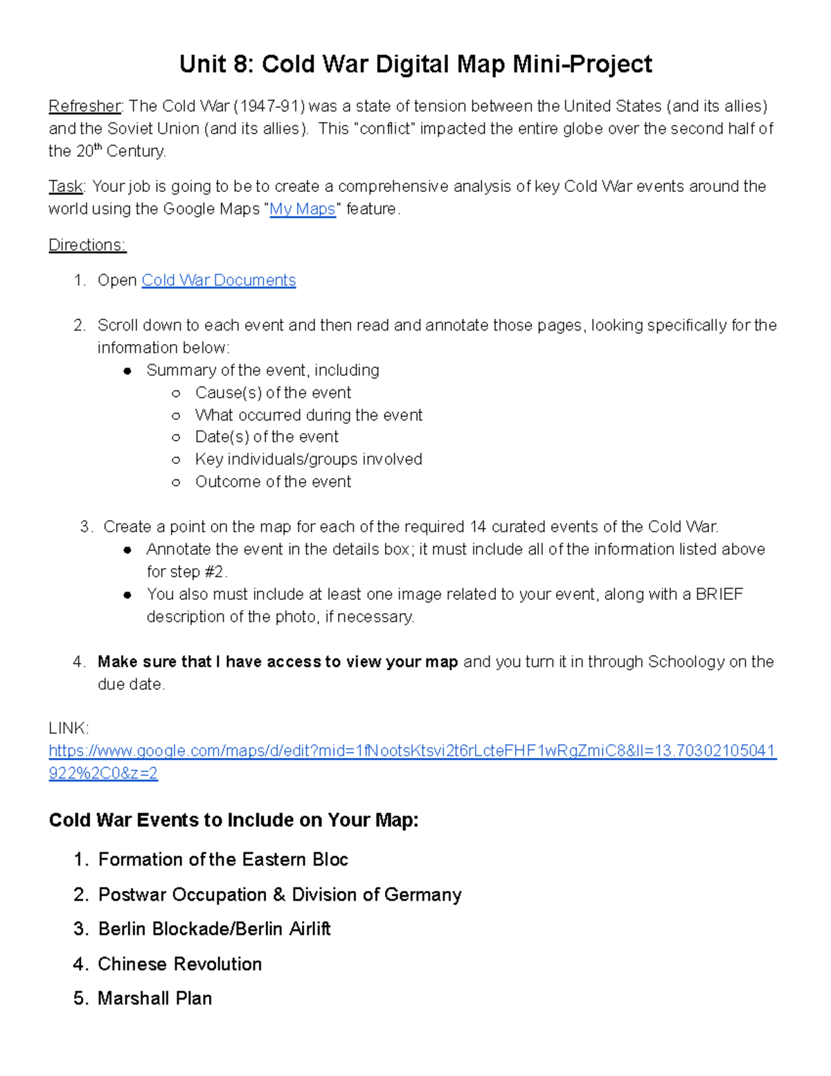 Copy of Copy of Unit 8 Mapping the Cold War Activity Student ...
