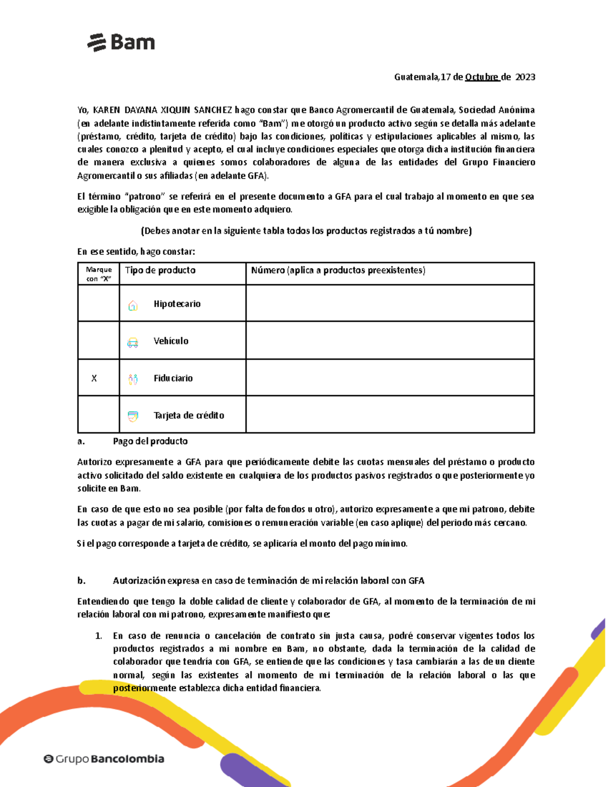 Solicitud - sdsdfsdf - Guatemala,17 de Octubre de 2023 Yo, KAREN DAYANA ...