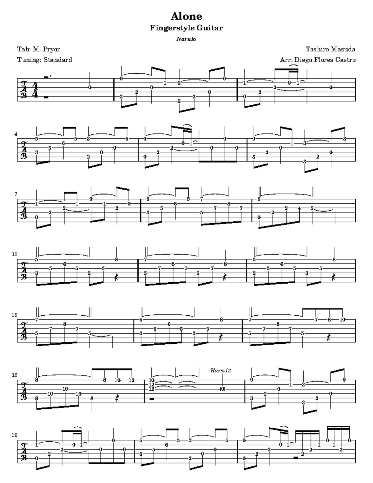 Naruto alone tab - Tab - Alone Fingerstyle Guitar Naruto Tab: M. Pryor ...
