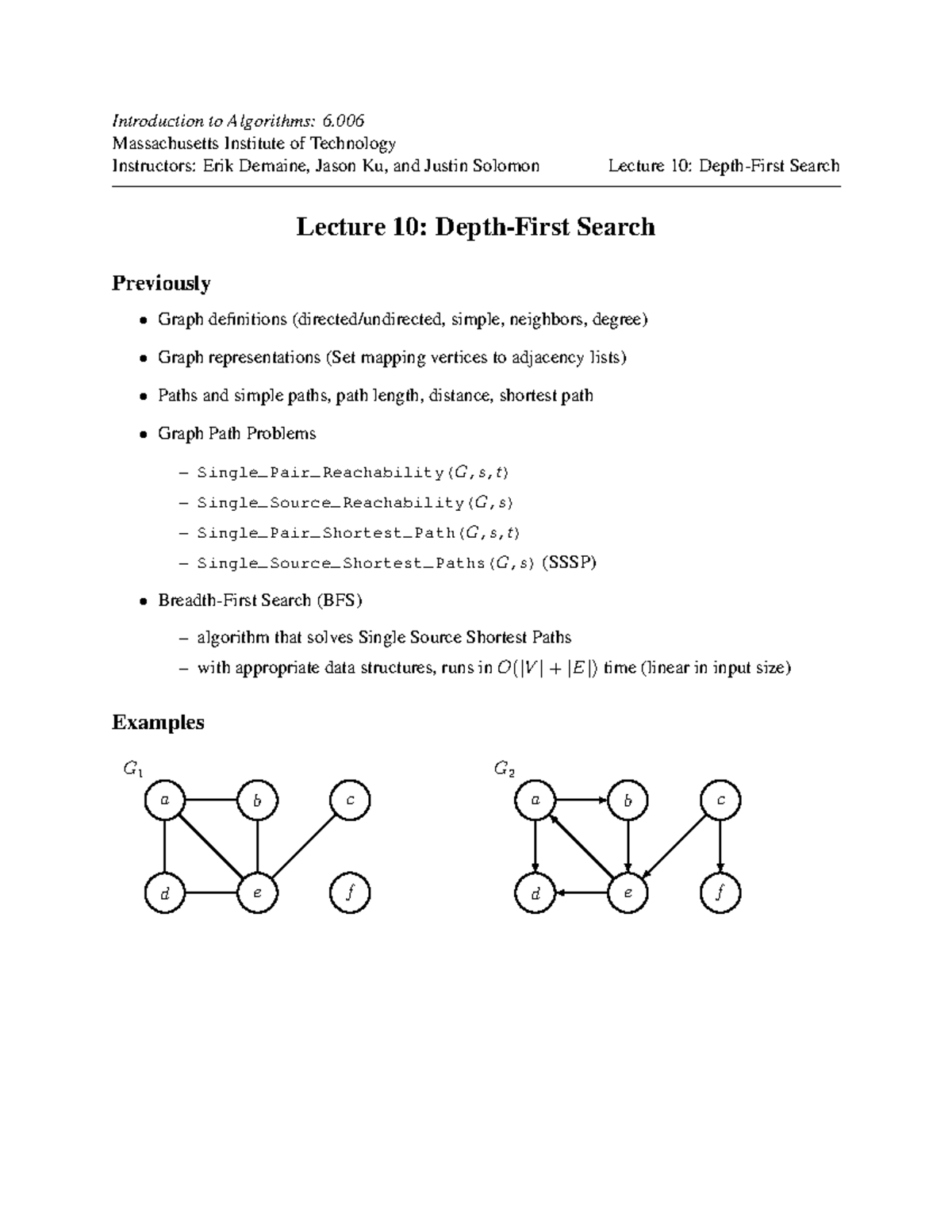 Lecture 10 Na Introduction To Algorithms 6 Massachusetts Institute Of Technology