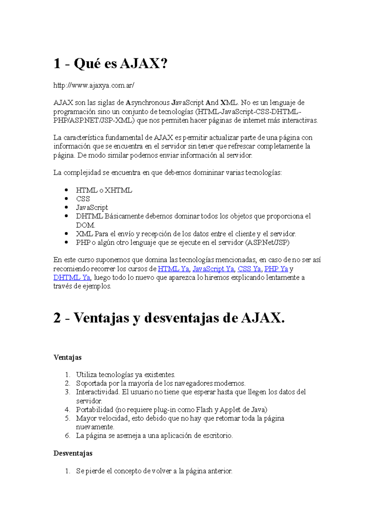 AJAX ya - Resumen INTRODUCCIÓN A LA INFORMÁTICA - 1 - Qué es AJAX ...