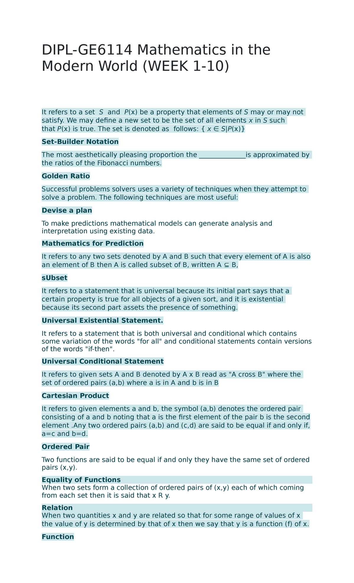 MATH WEEK 1 10 SEM1 week 1 week 20 first sem - DIPL-GE6114 Mathematics ...