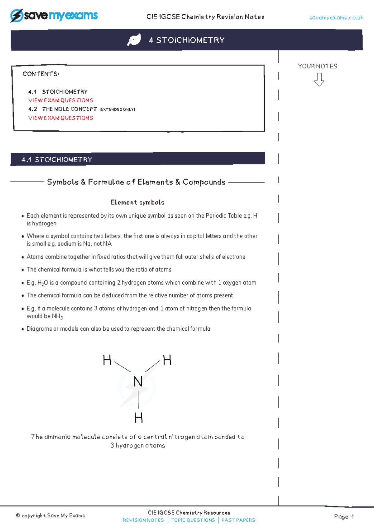 Stoichiometry - helpful notes for igcse preparation - 2 ORGANISATION OF ...
