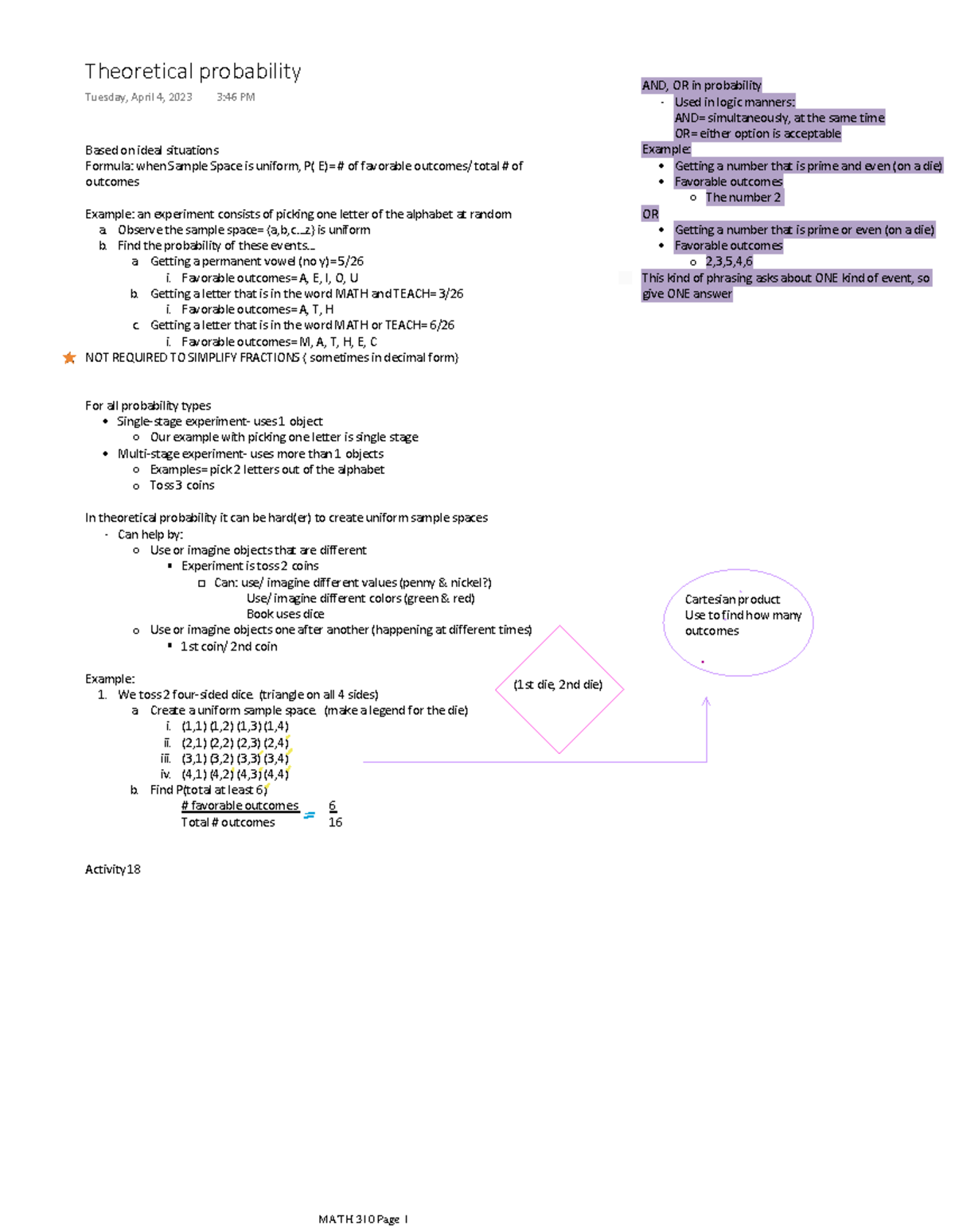 Theoretical probability - AND, OR in probability Used in logic manners ...
