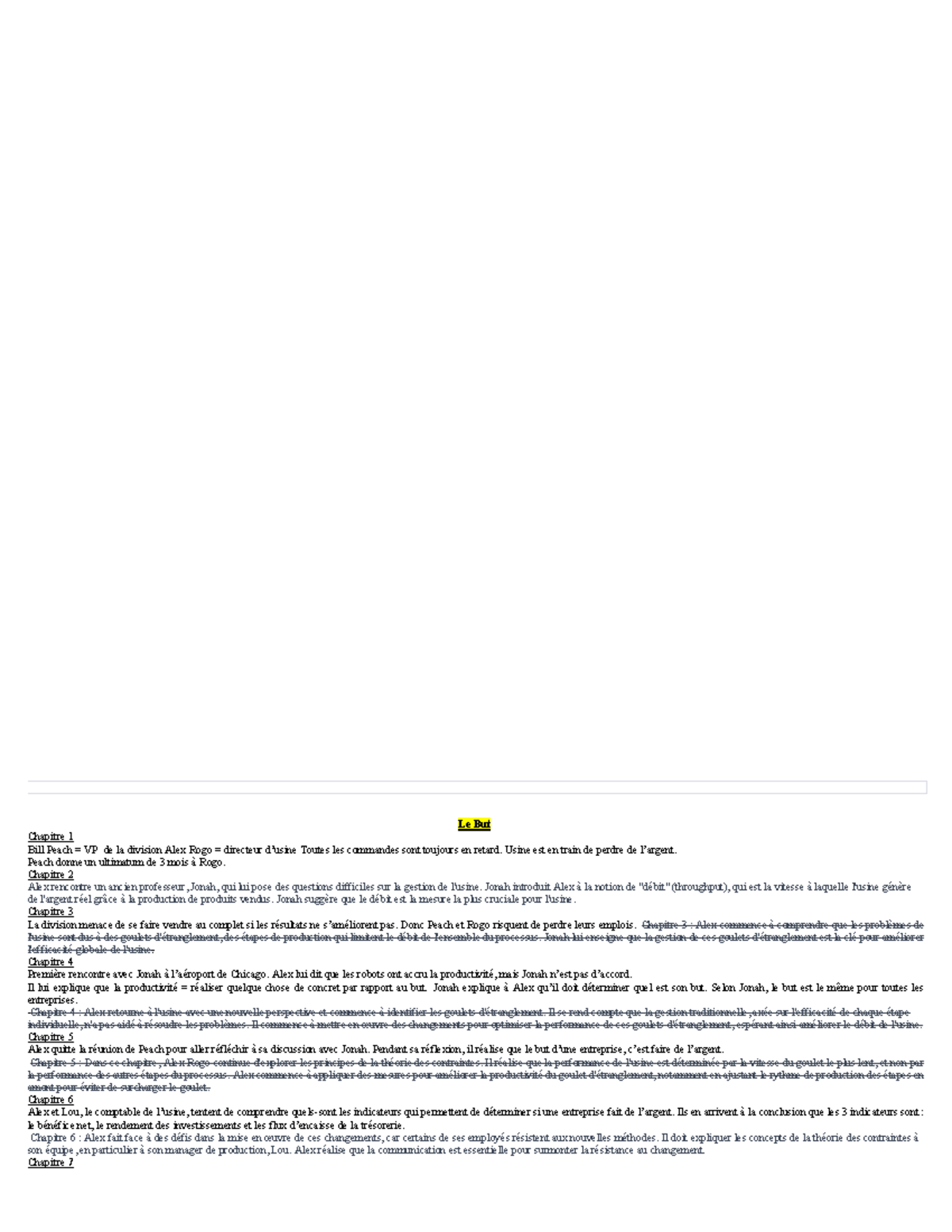 resume le but document - Le But Chapitre 1 Bill Peach = VP de la ...