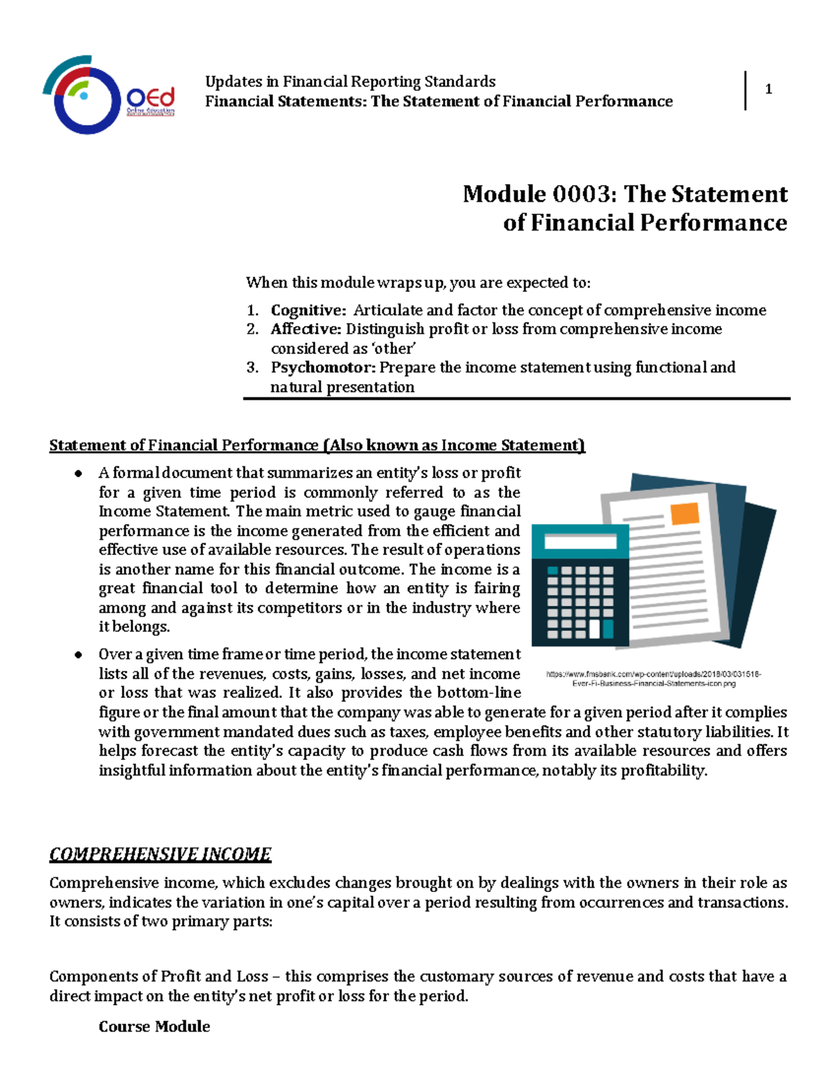 Module 003 - The Statement of Financial Performance - Financial ...