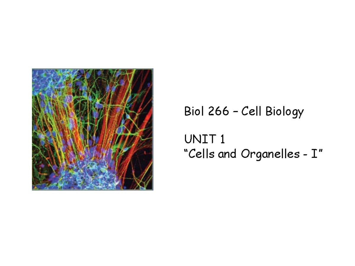UNIT 1-1 - Unit 1-1 - Biol 266 – Cell Biology UNIT 1 “Cells and ...