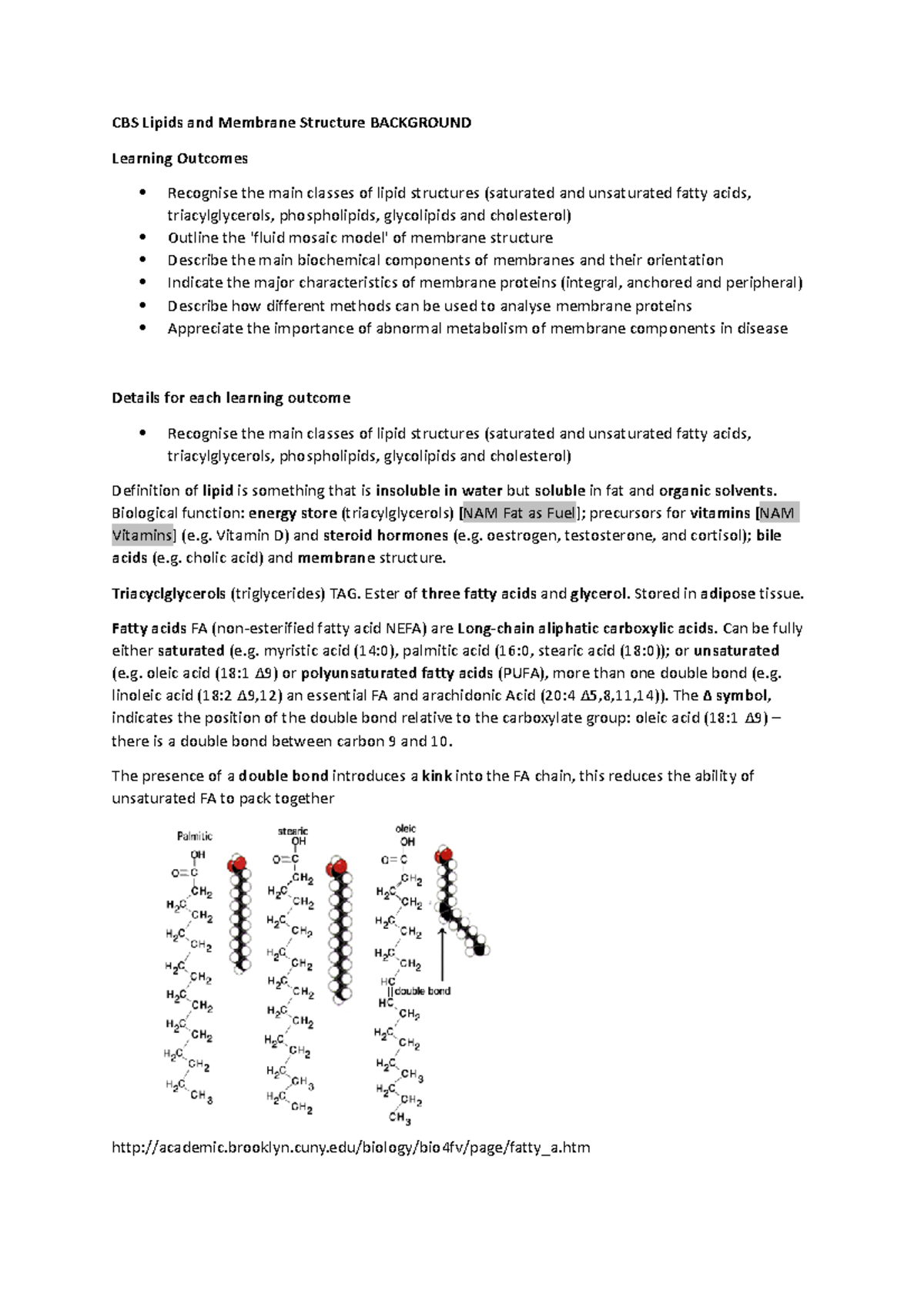 CBS Lipids and Membrane Structure Background - CBS Lipids and Membrane ...
