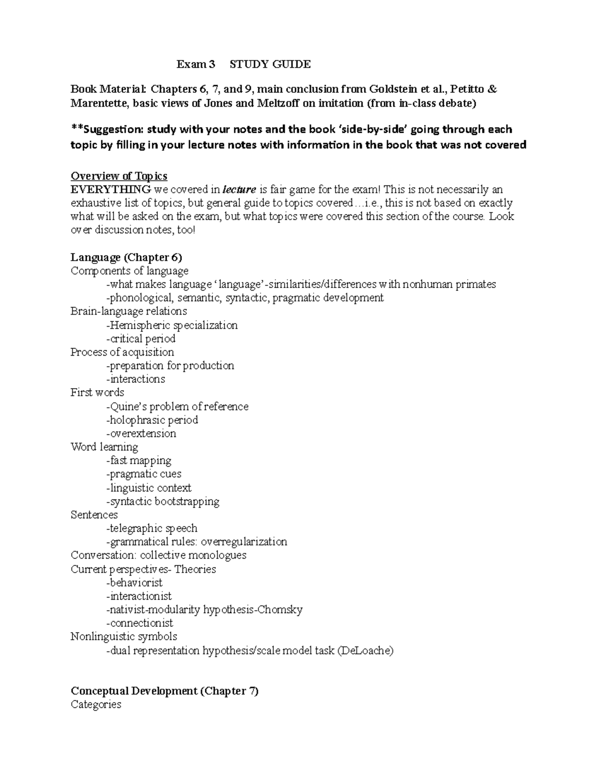 Exam 3 study guide fall2019 - Exam 3 STUDY GUIDE Book Material ...