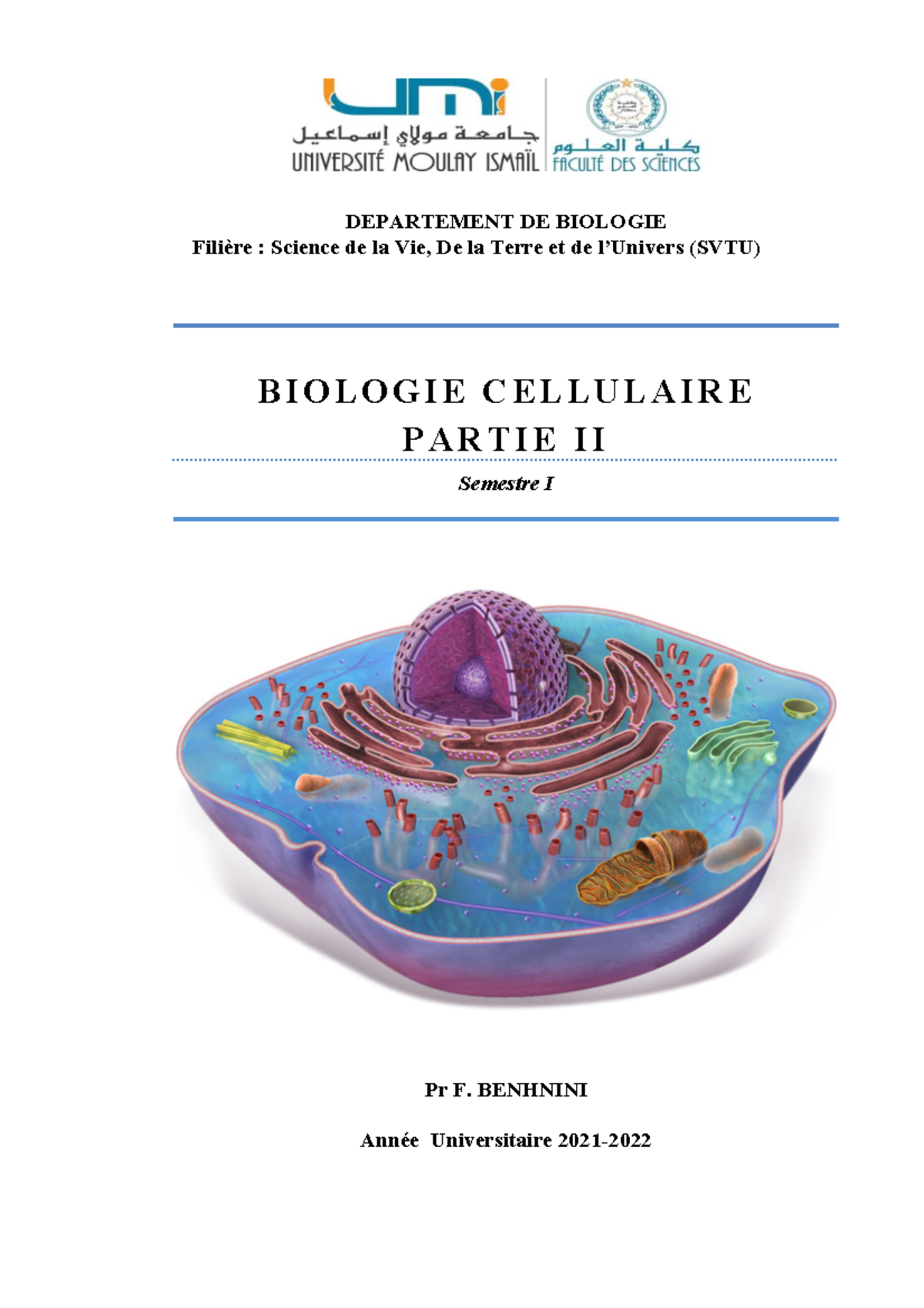 Biologie Cellulaire: Chapitre 4 cours Bio Cell partie II - DEPARTEMENT ...