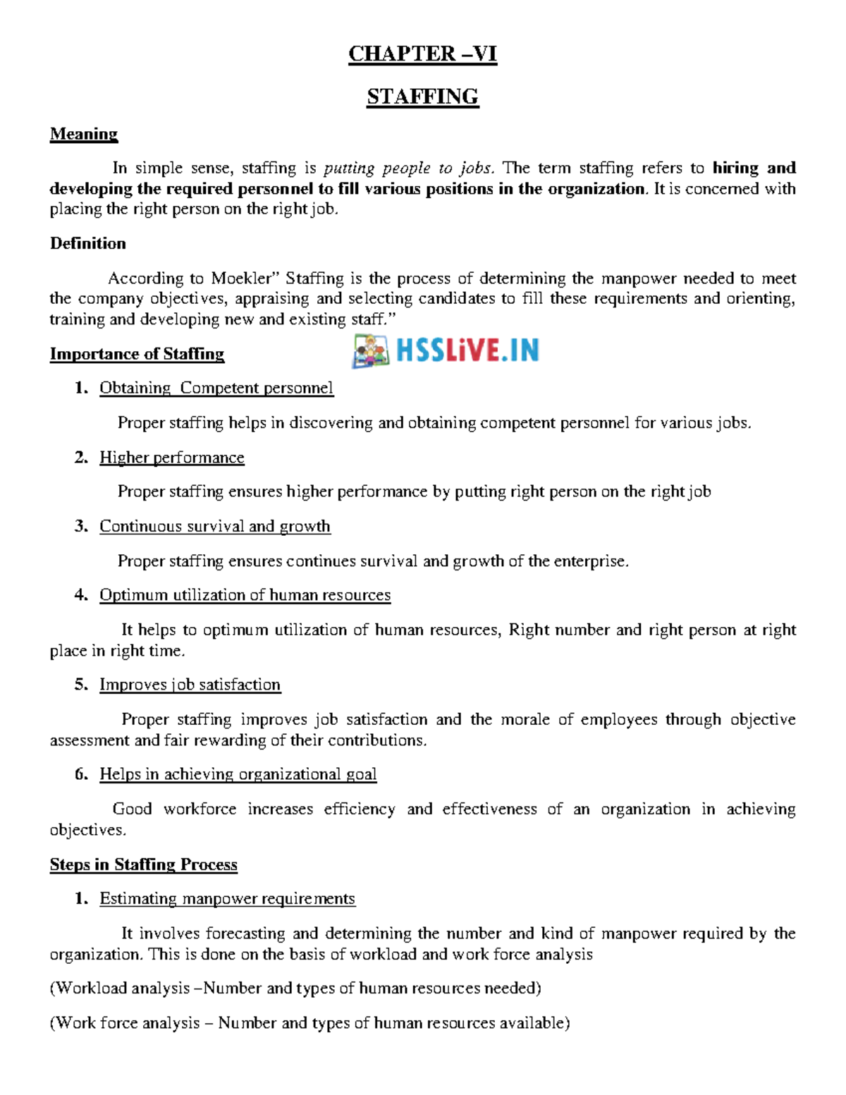 Hsslive-xii-bs-chapter 6 staffing-signed lecture note - CHAPTER –VI ...