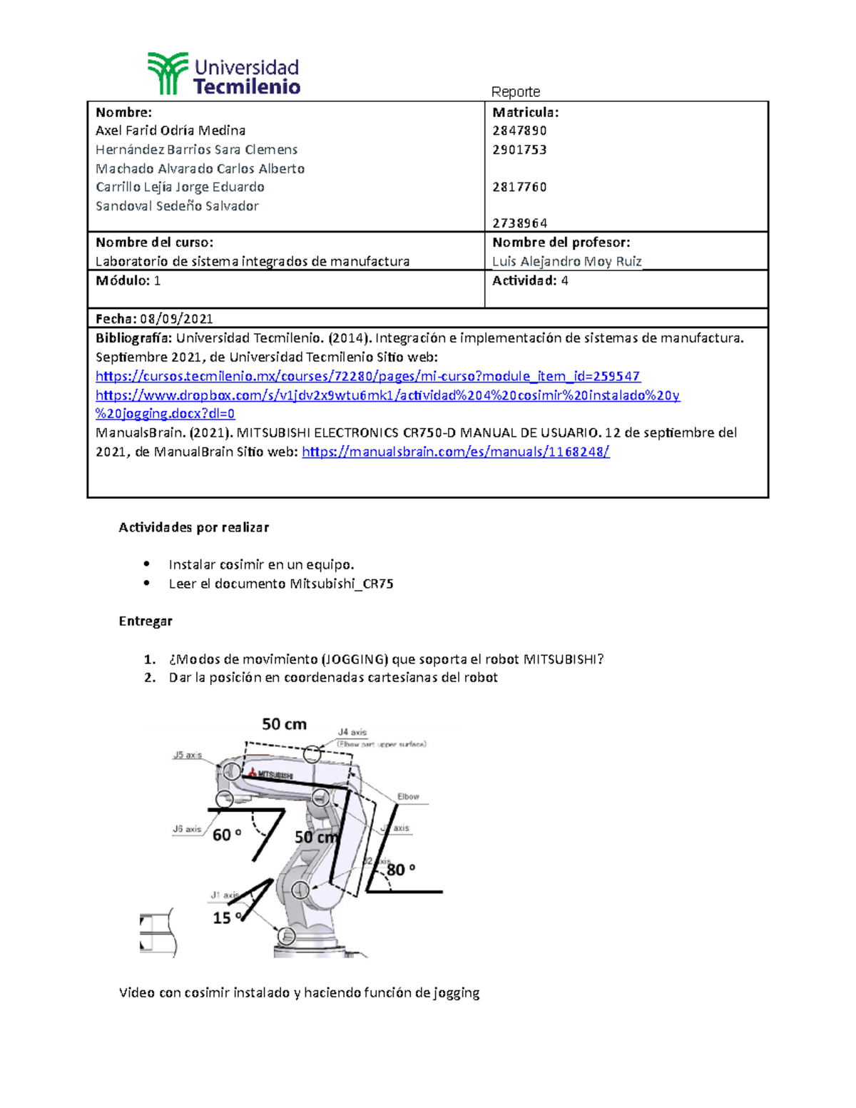 Act 4 LSIM - actividad de manufcatura - Reporte Nombre : Axel Farid ...