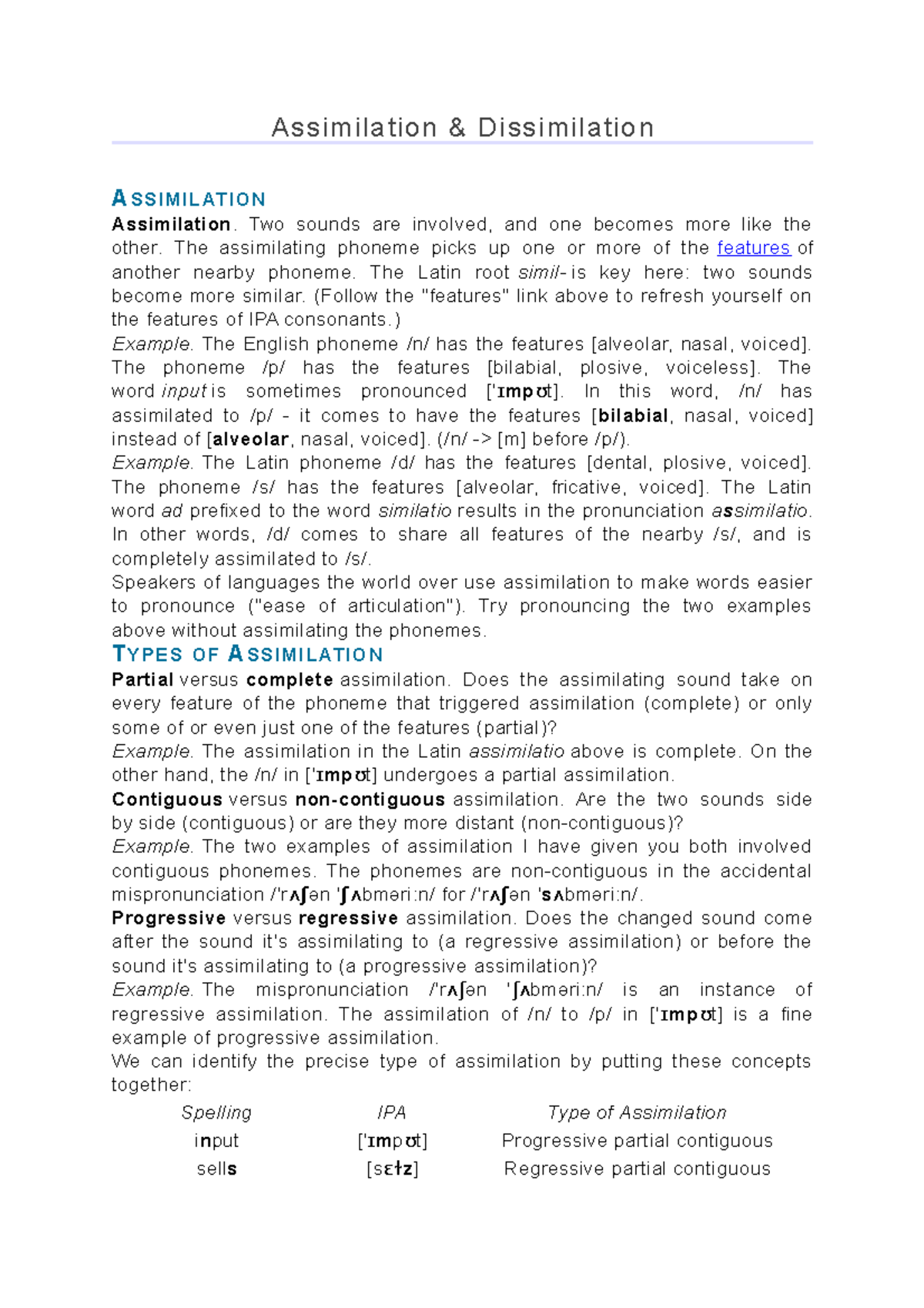 Sound change 4 - Assimilation & Dissimilation AS S I M I L AT I O N ...