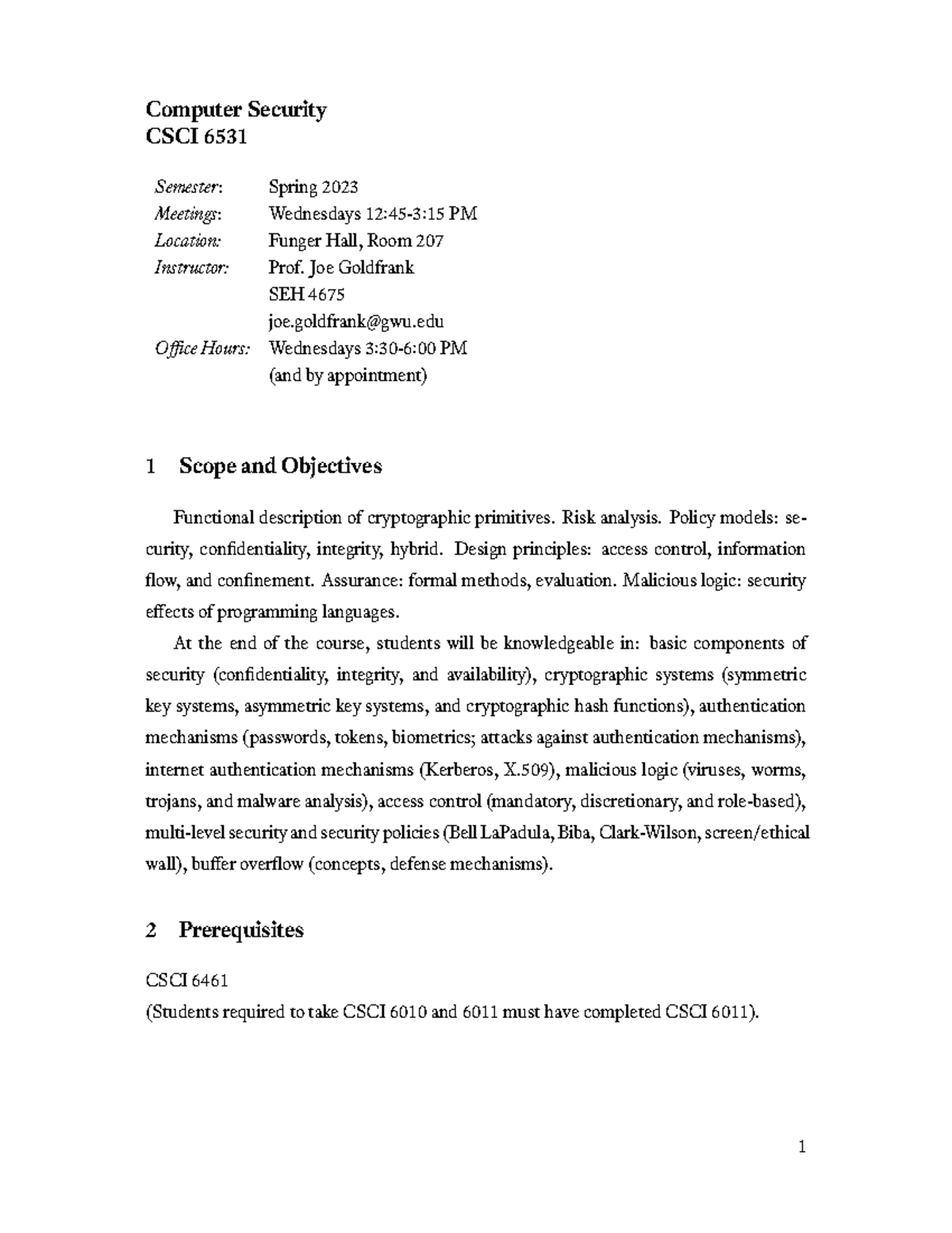 Computer Security CSCI 6531 Semester - Studocu