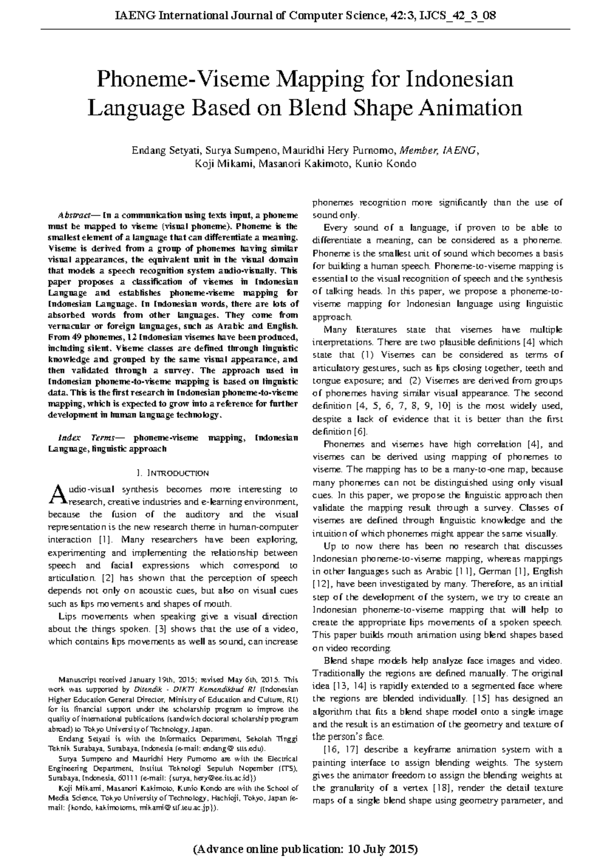 Phoneme-visemes bahasa - Abstract— In a communication using texts input ...