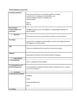Lesson Plan Techniques and Lesson Plan Sample - St. Blaise Christian ...