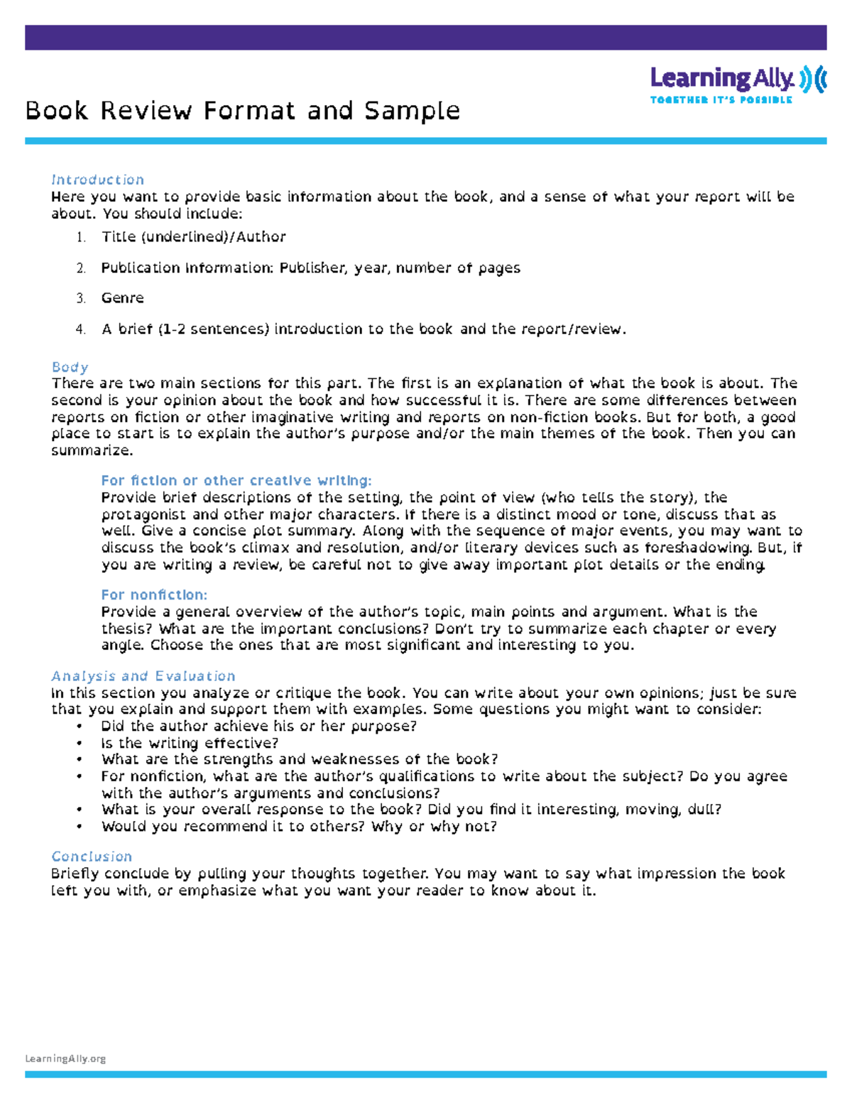 LA Book-review-format-and-sample - Book Review Format and Sample ...