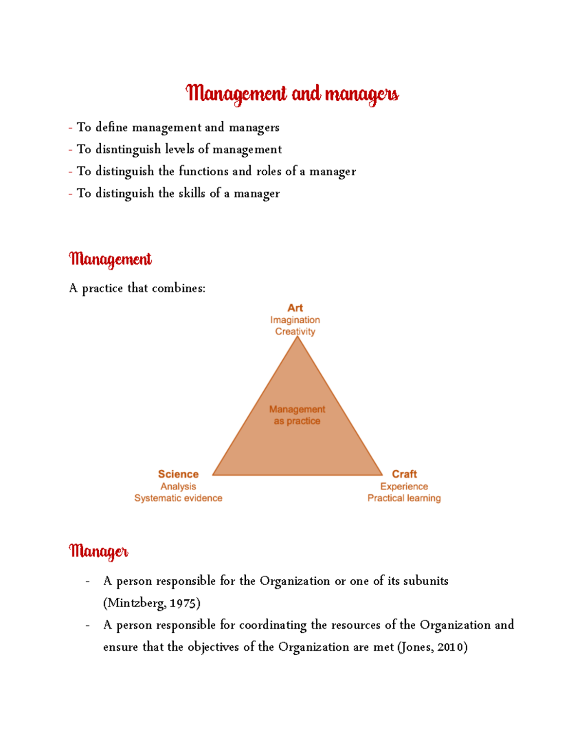 Pdf Resumo L1 Management and managers - Management and managers To ...