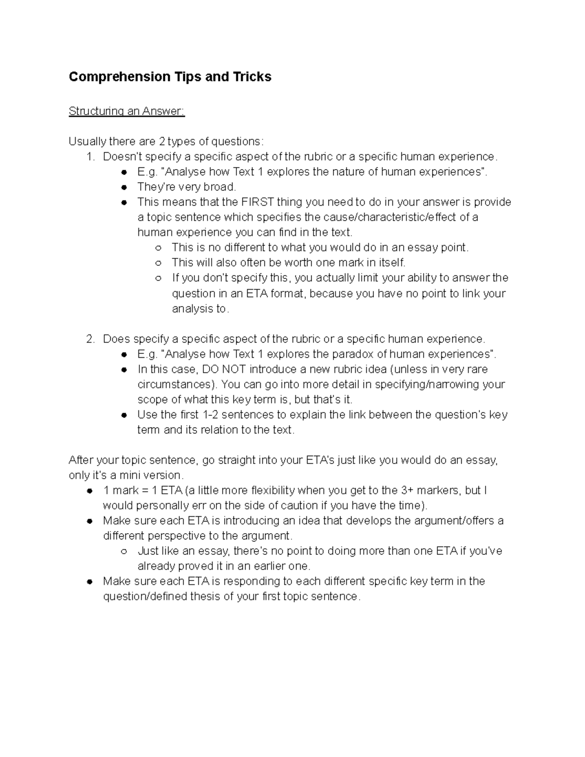 Comprehension Tips and Tricks - Comprehension Tips and Tricks ...