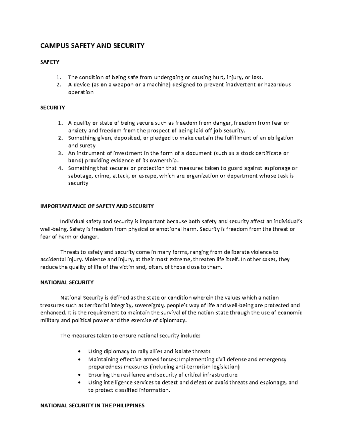 Campus- Safety-AND- Security-students-copy - CAMPUS SAFETY AND SECURITY SAFETY The condition of ...