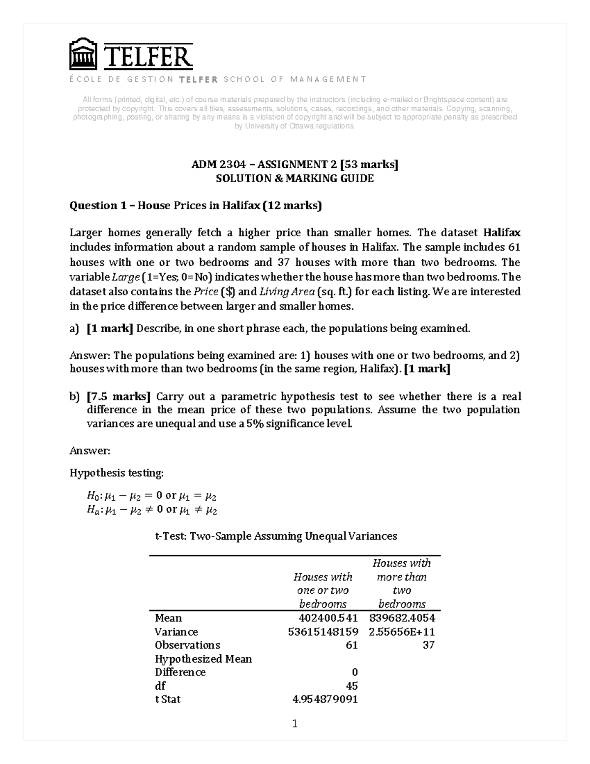 ADM 2304 A2 SOLUTION W2021 - É C O L E D E G E S T I O N TELFER S C H O O L O F M A N A G E M E ...