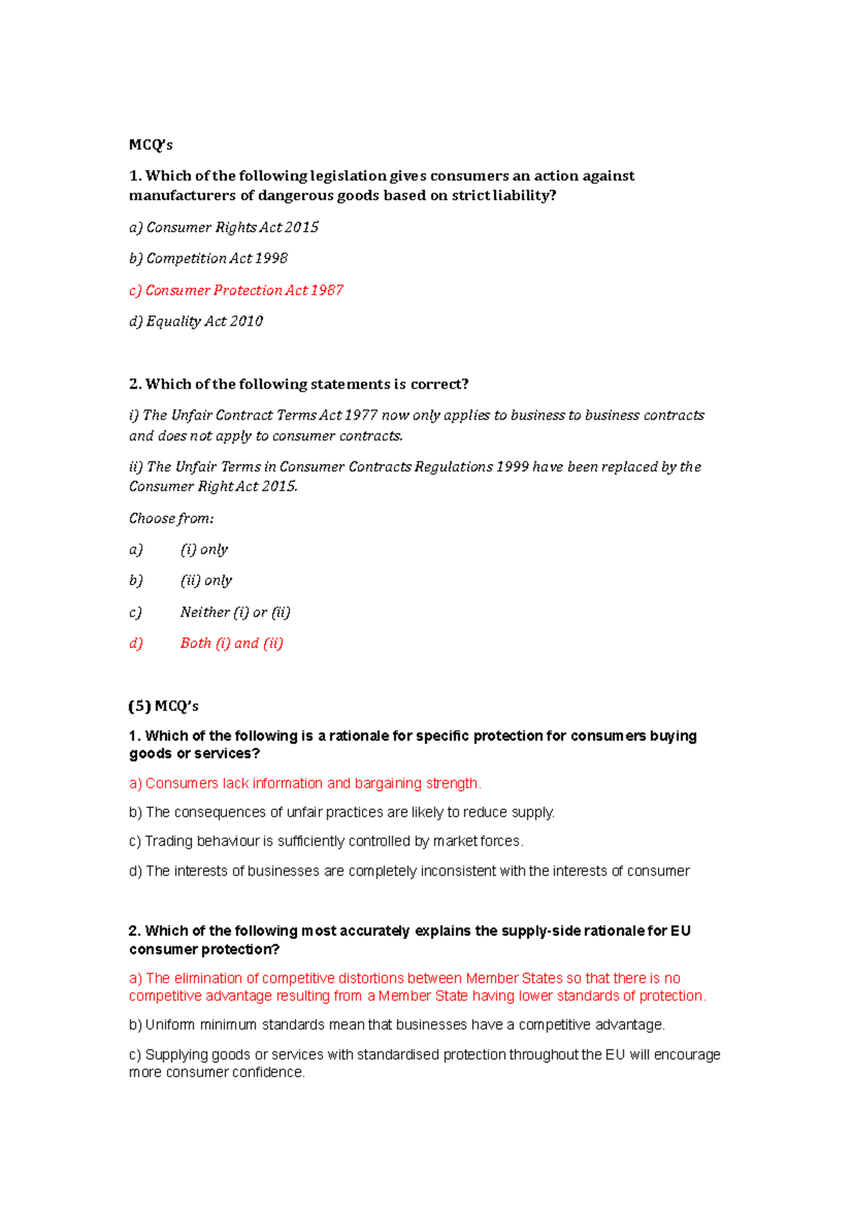 Consumer Past MCQ’s - Andre Naidoo - MCQ’s 1. Which of the following ...