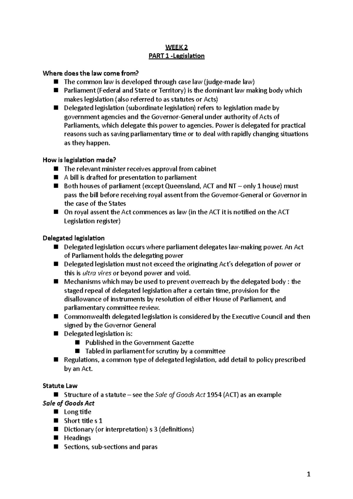 WEEK 2 Lecture Notes 2 WEEK 2 PART 1 Legislation Where Does The week-2-lecture-notes-2-week-2-part-1-legislation-where-does-the