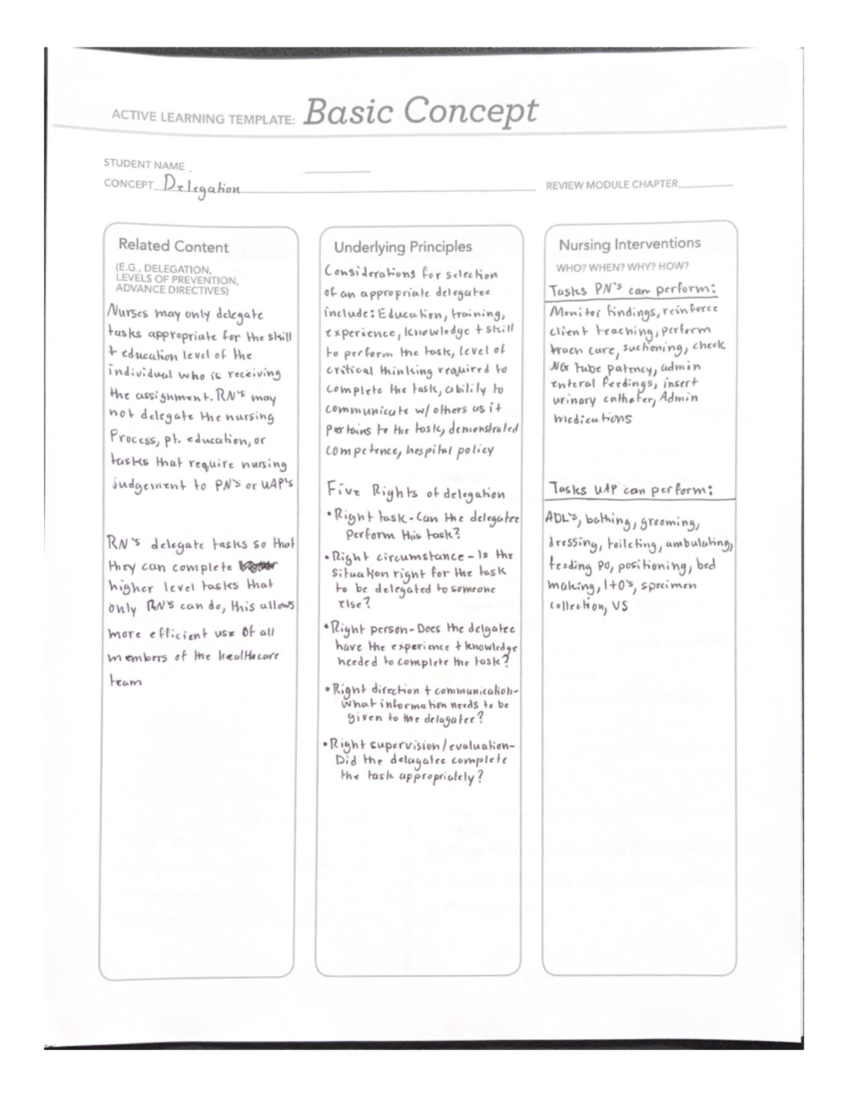 Dele - ATI learning template - ACTIVE LEARNING TEMPLATE: Basic Concept ...