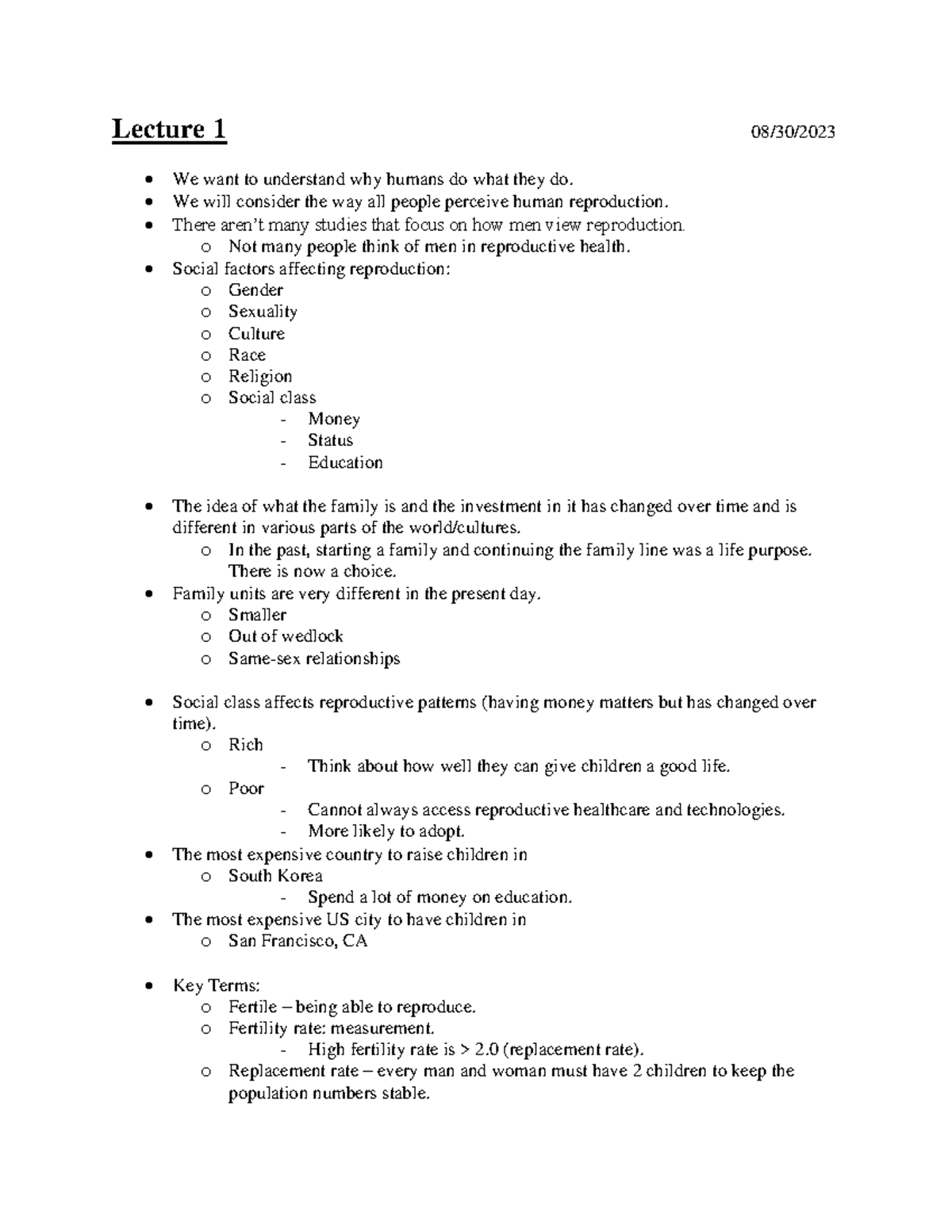 SOC 340 Notes - Lectures 1 and 2 - C. Marrone - Lecture 1 08/30/ We ...