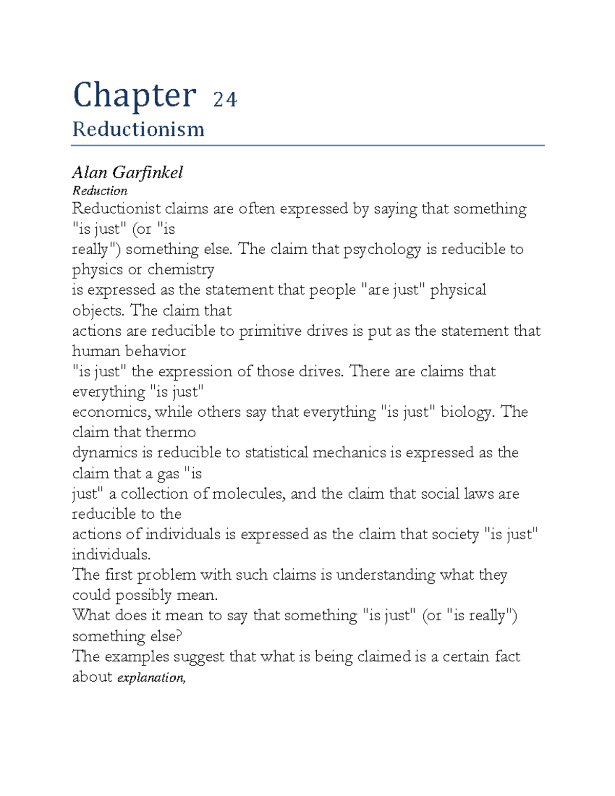 Chapter 24 Reductionism - Chapter 24 Reductionism Alan Garfinkel ...