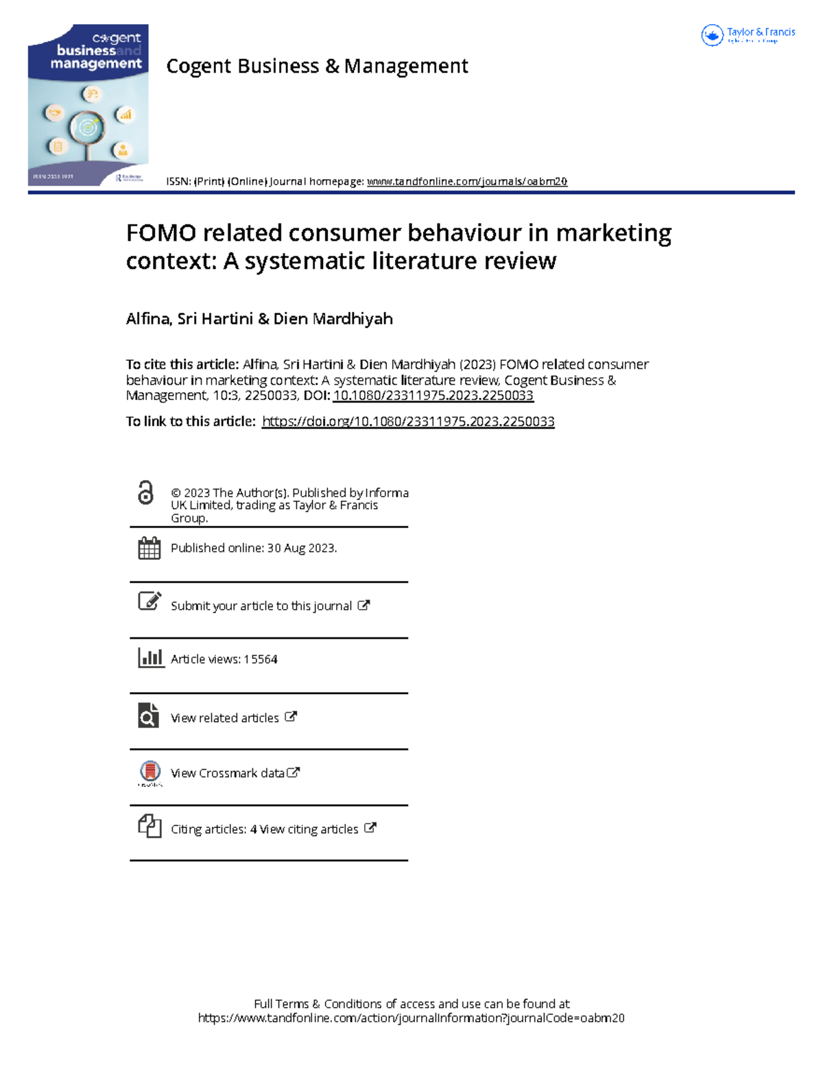 FOMO related consumer behaviour in marketing context A systematic ...