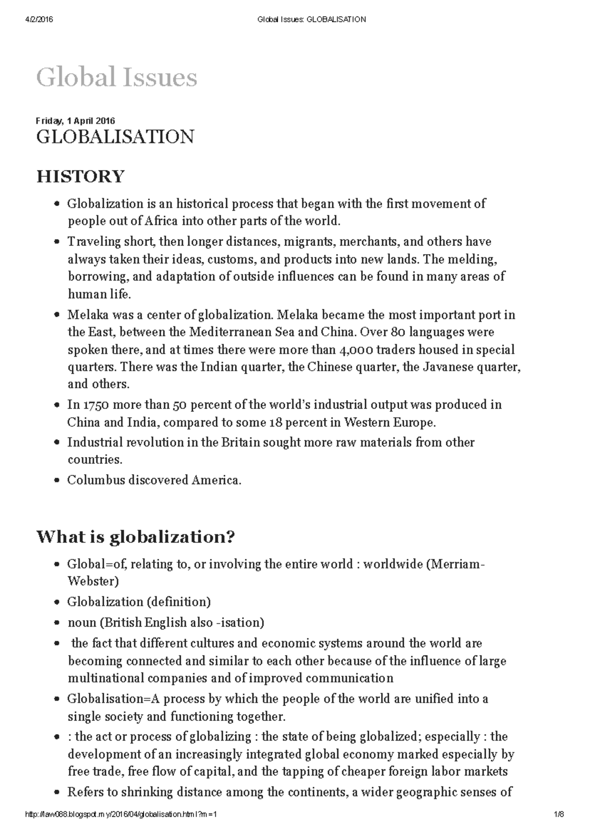 Global Issues Globalisation - Global Issues Friday, 1 April ...