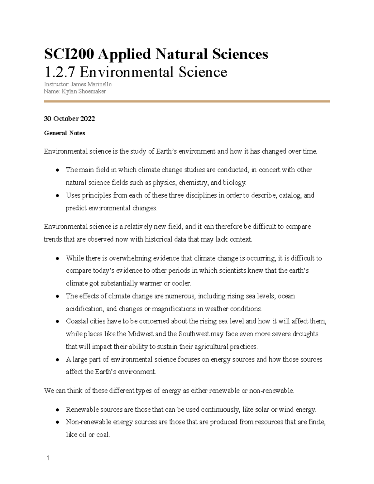 1.2.7 Environmental Science lecture notes - SCI200 Applied Natural ...