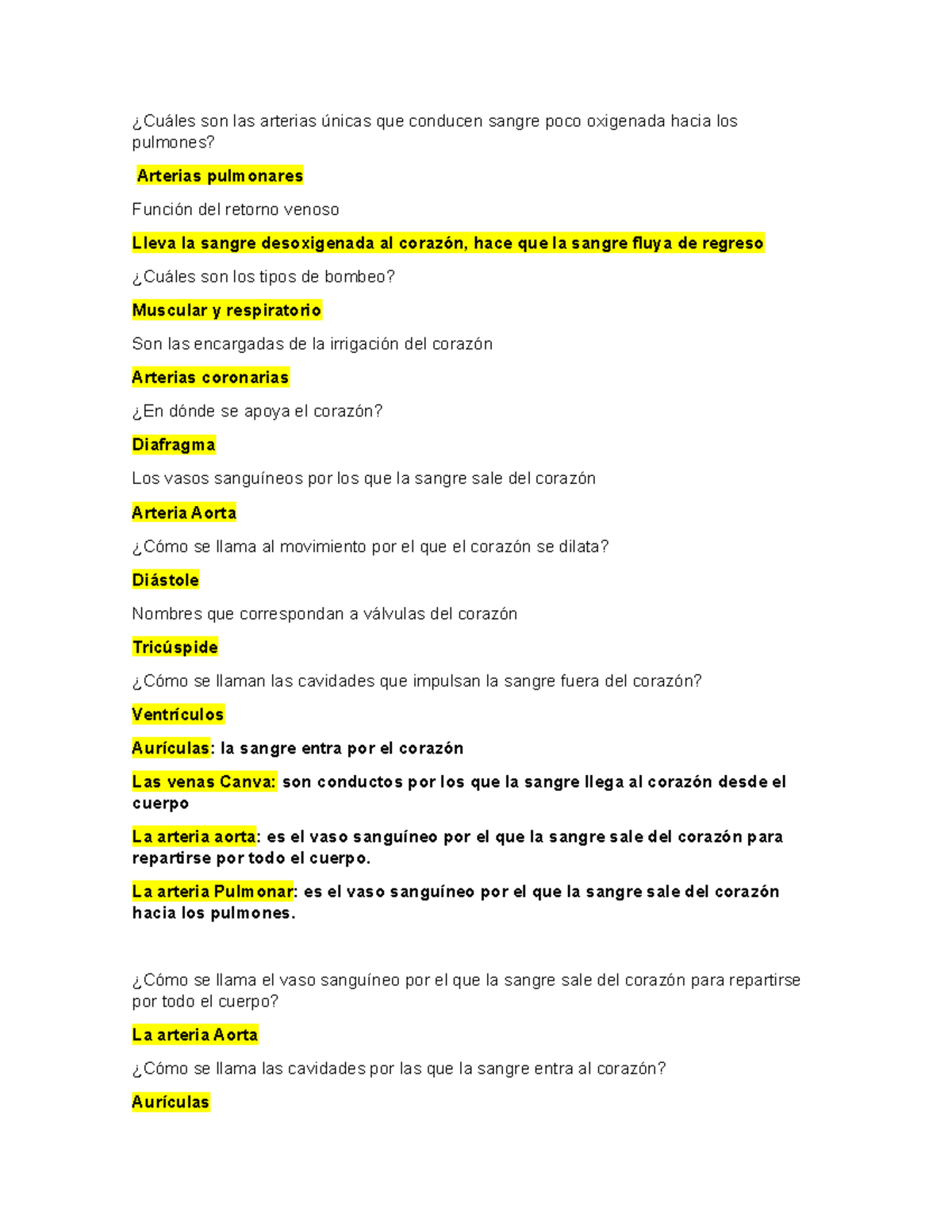 Cuáles son las arterias únicas que conducen sangre poco oxigenada hacia ...