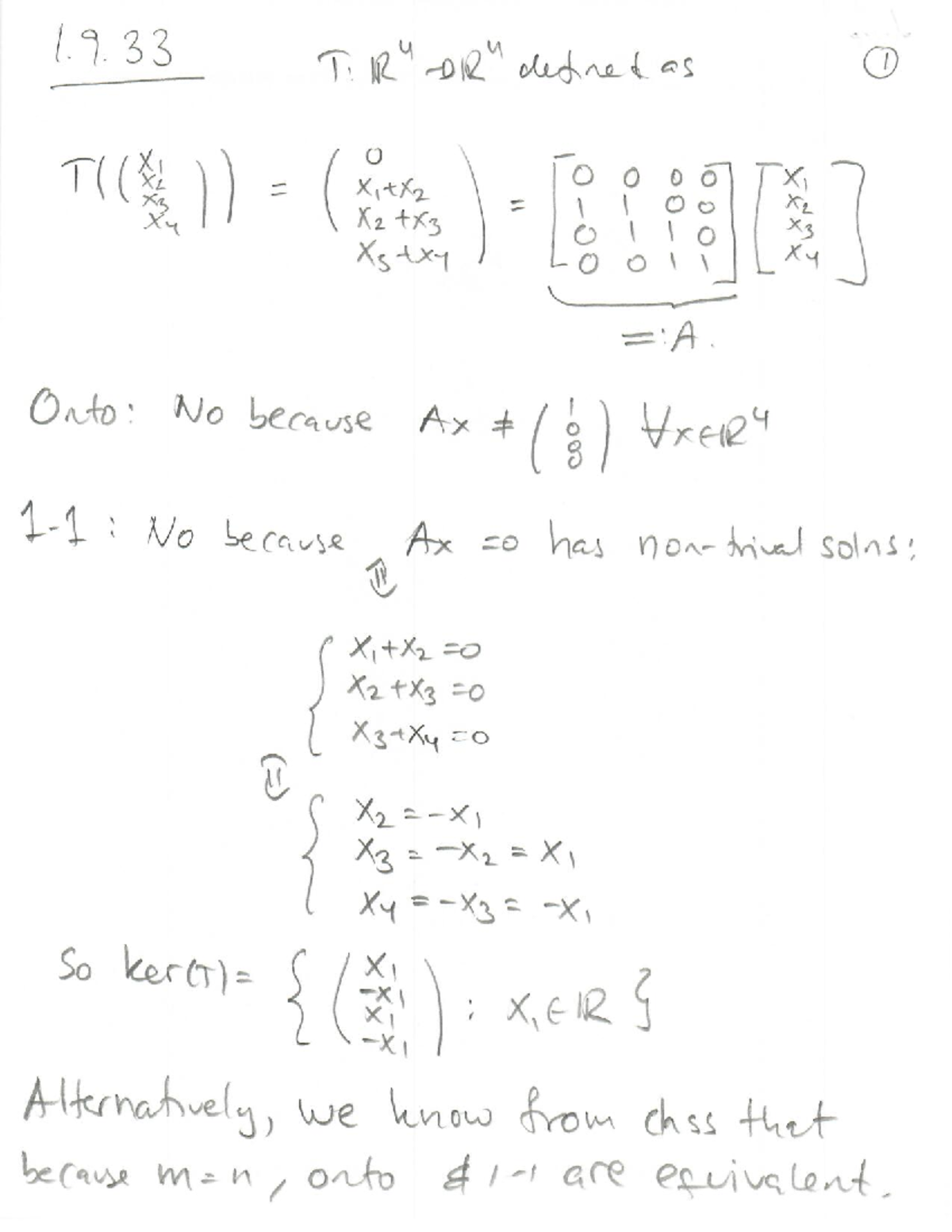 HW3 soln - hw3 solution - 1.9 decretas I T1 1) ( To X1 X2 X3 O Xy A Onto: No because Ax ...
