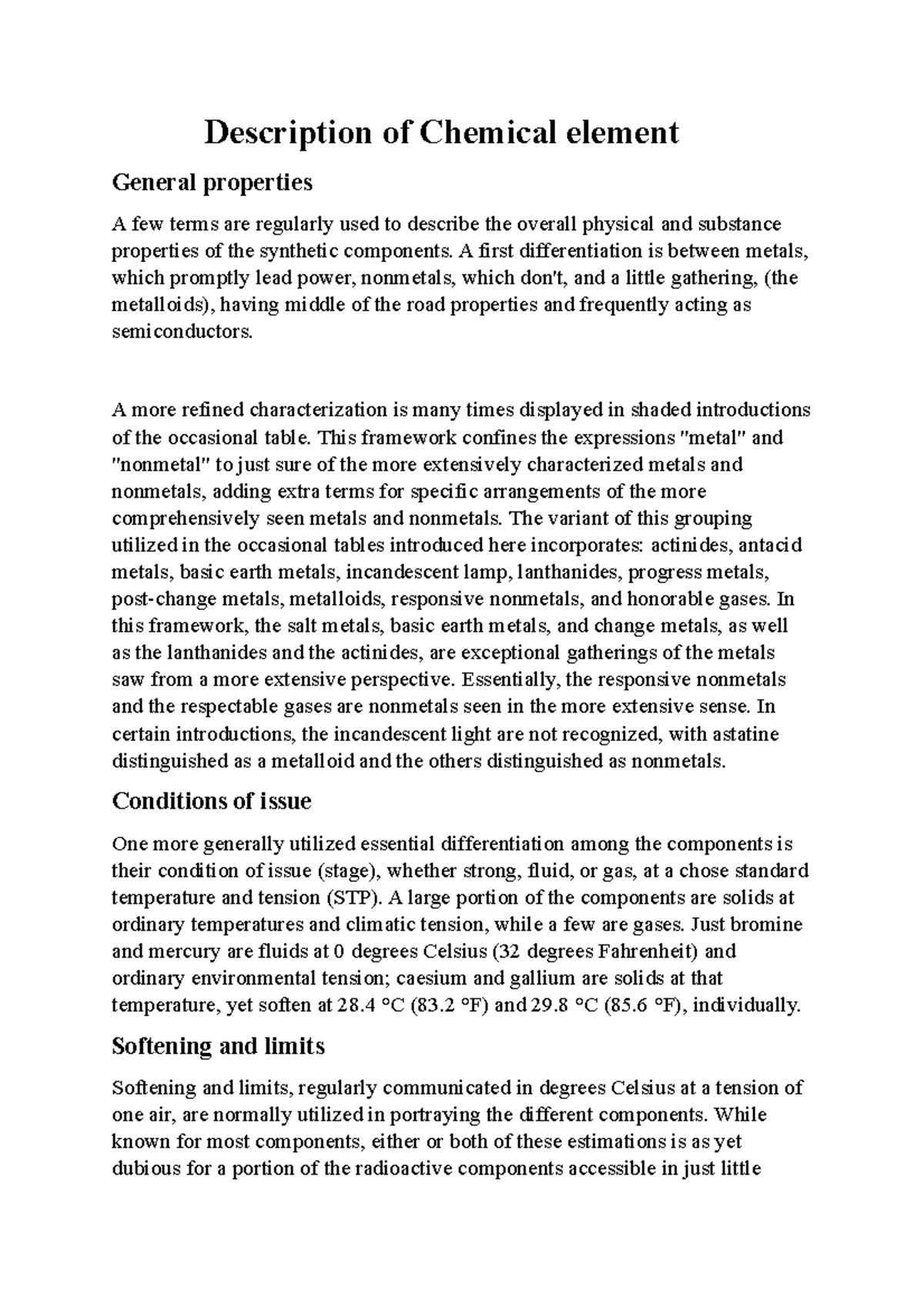 Description of Chemical elemen 2 - Description of Chemical element ...