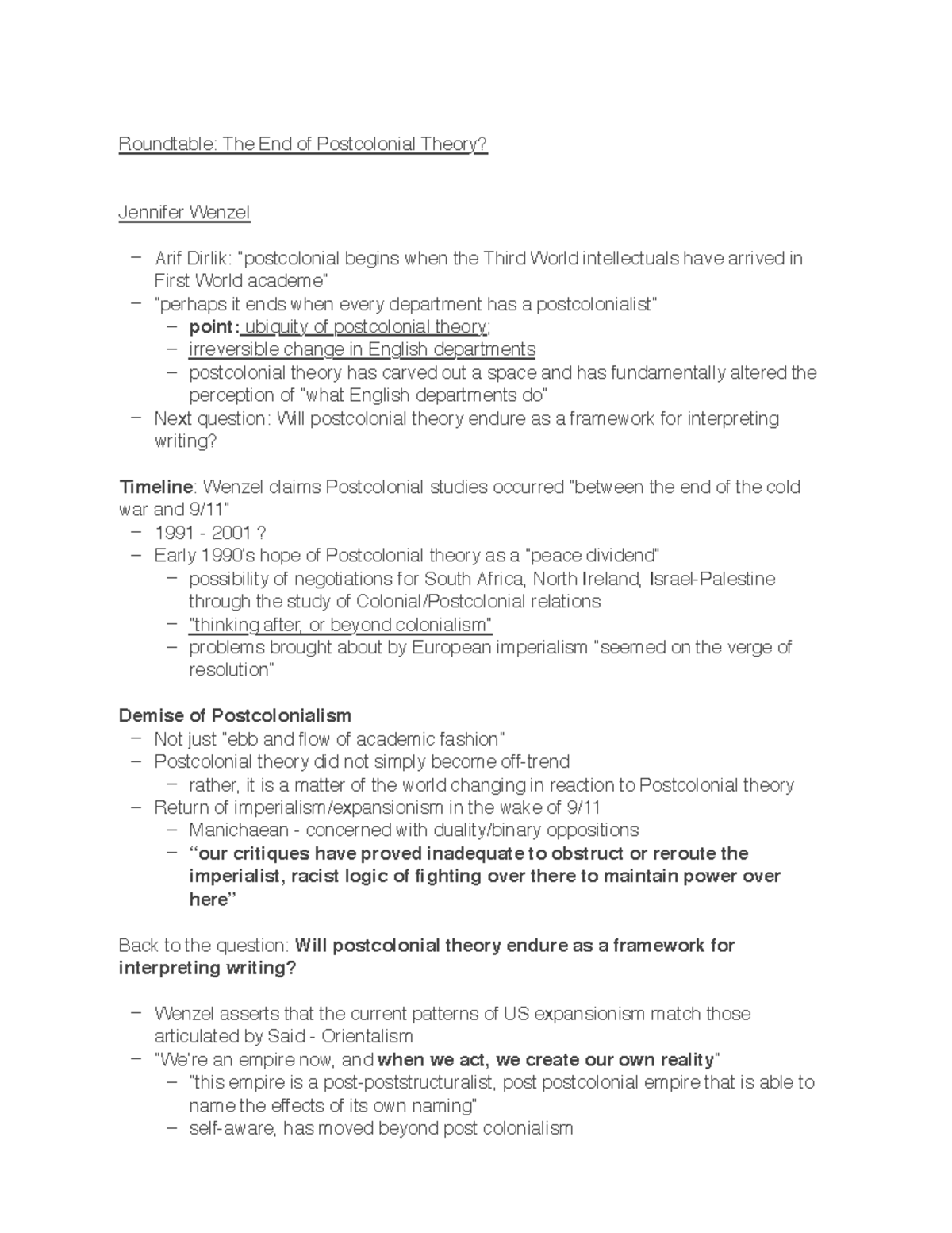 Roundtable: The End of Postcolonial Theory ...