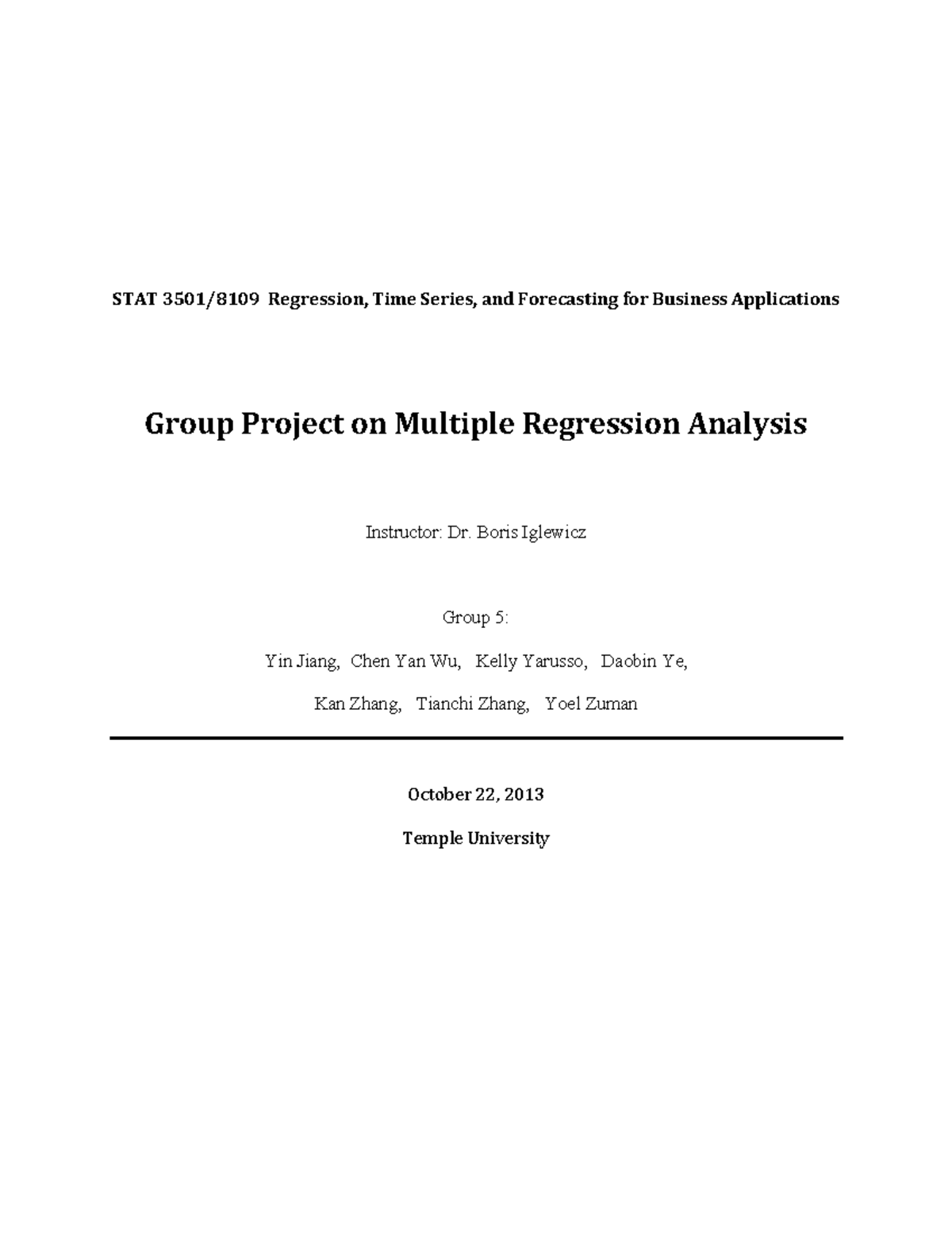 Multiple-Regression-Analysis - STAT 3501/8109 Regression, Time Series, and Forecasting for ...